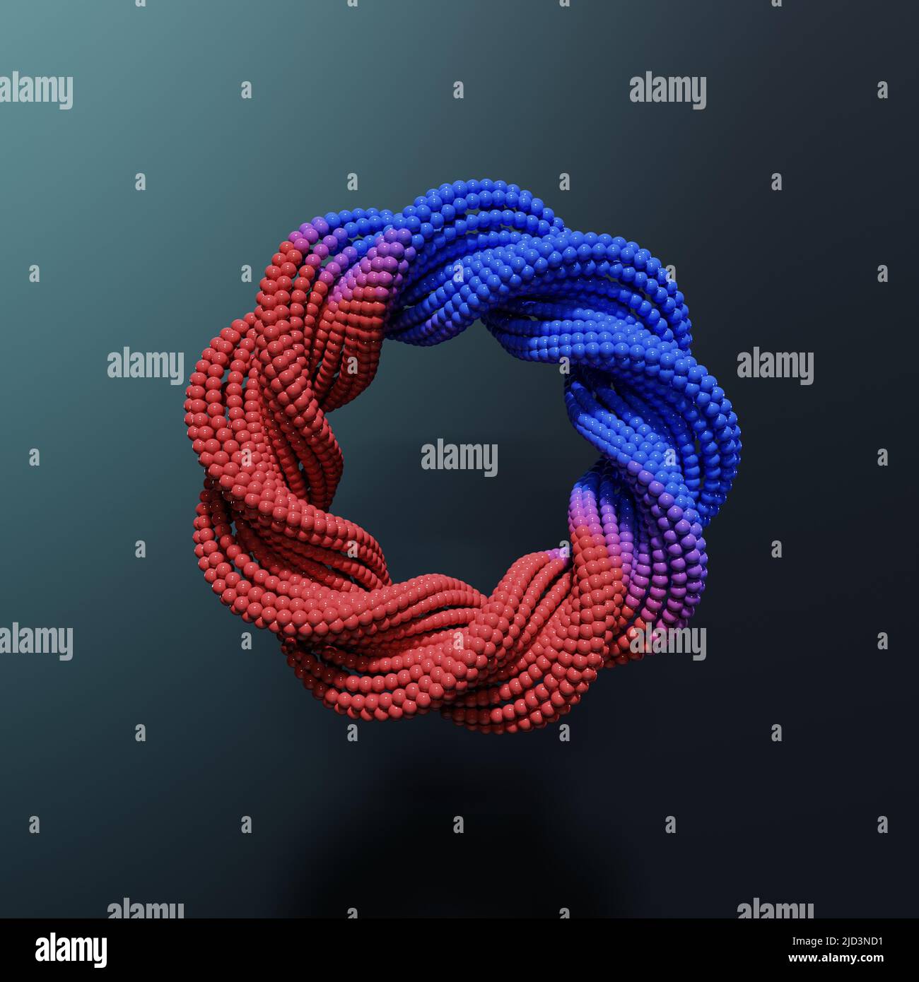 Abstract multicolor twisted object made from gradient red and blue ...
