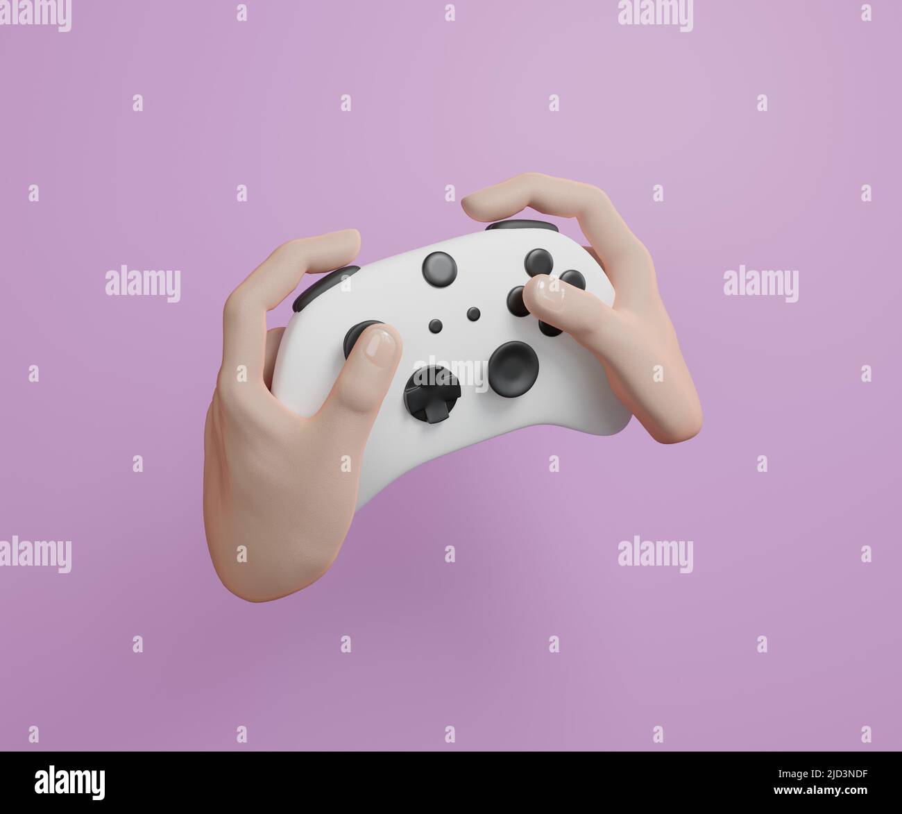 Hand holding white joystick gamepad, game console controller, videogame ...