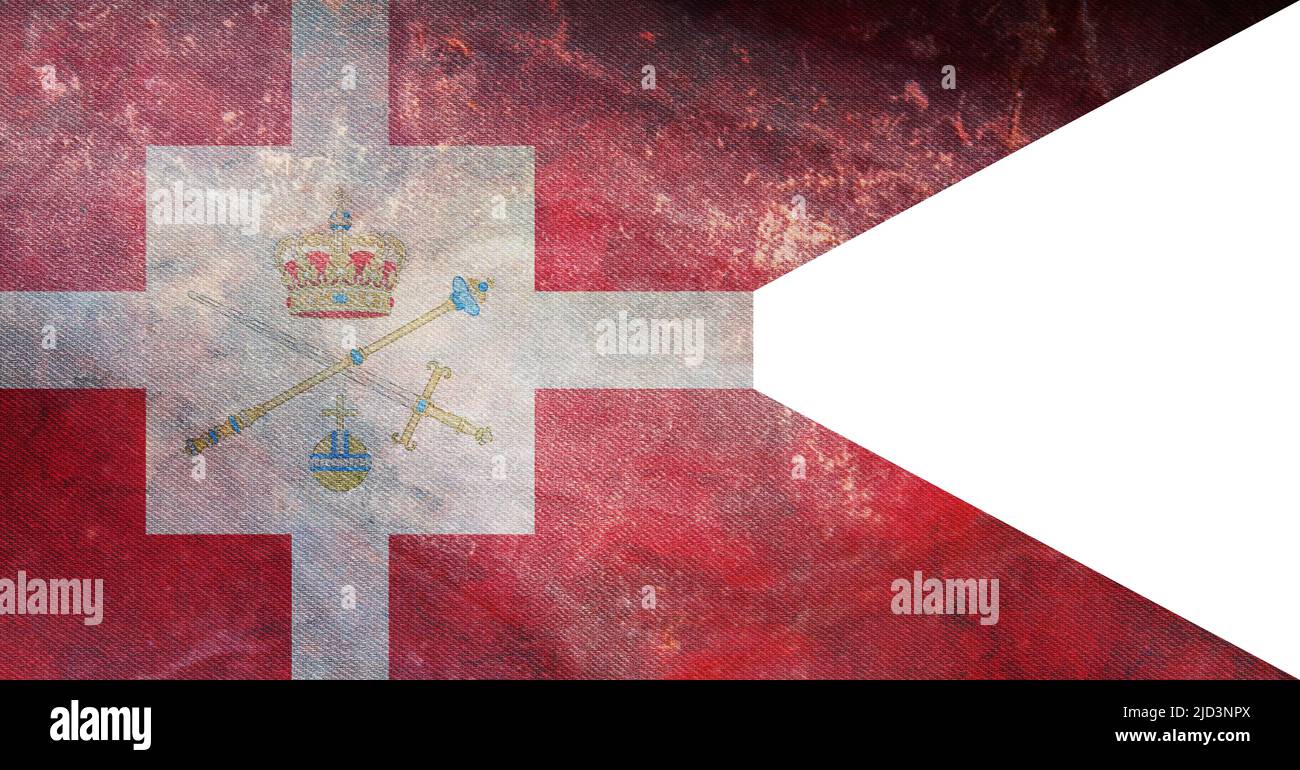 Top view of retro flag Standard Regent, Denmark with grunge texture ...