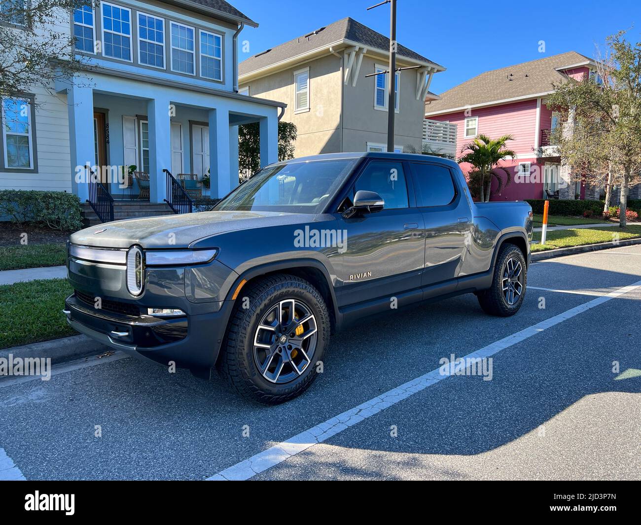 Orlando, FL USA - February 24, 2022: A Rivian EV Truck parked in a ...