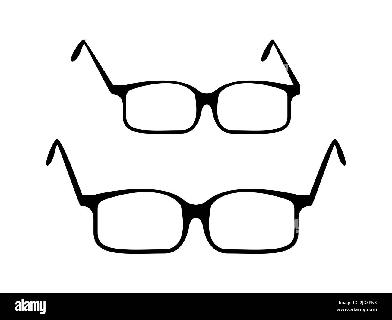 Black silhouette of glasses. Female and male unisex. Fashion accessory ...