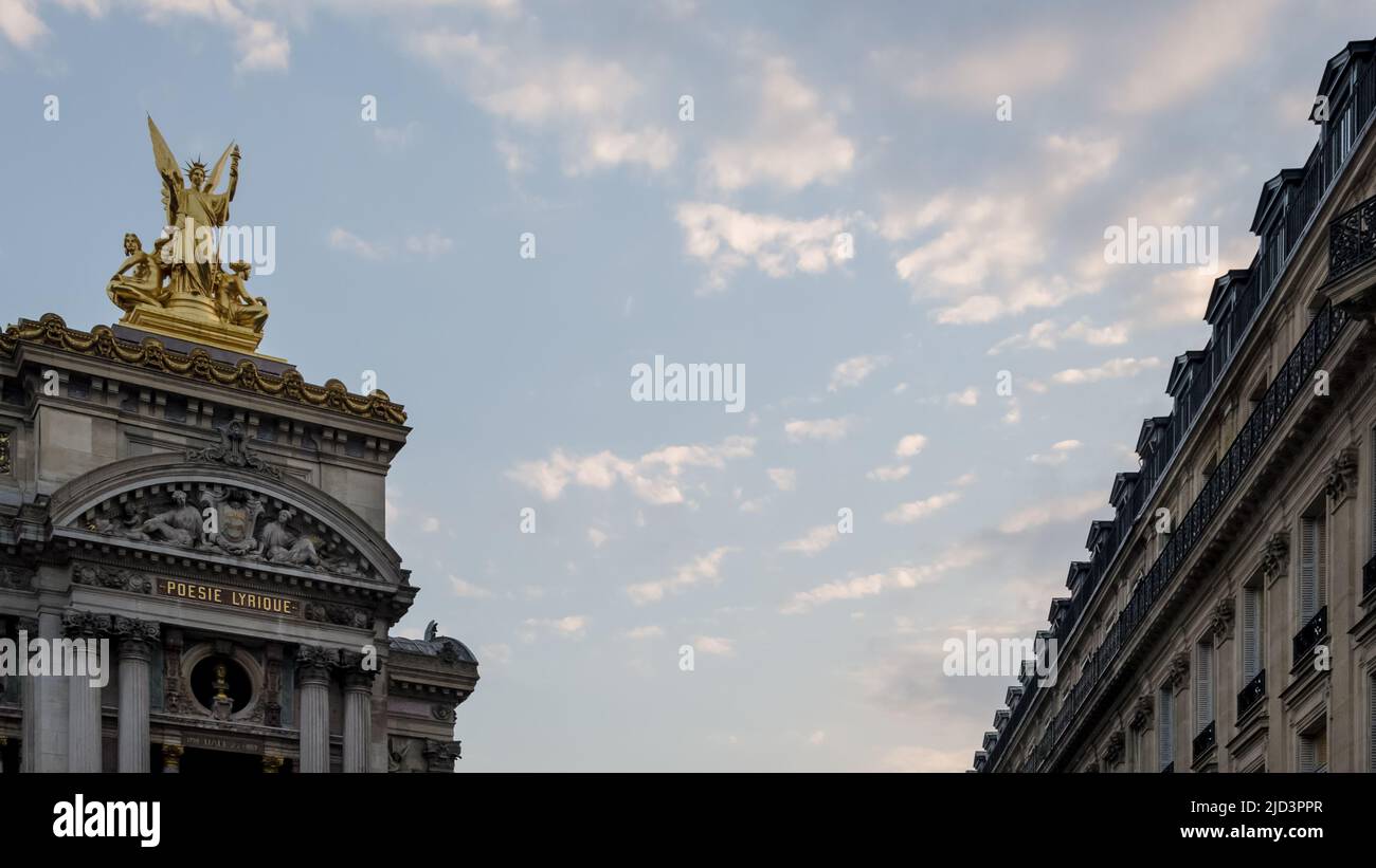 Architectural detail of The Paris Opera, the primary opera and ballet ...