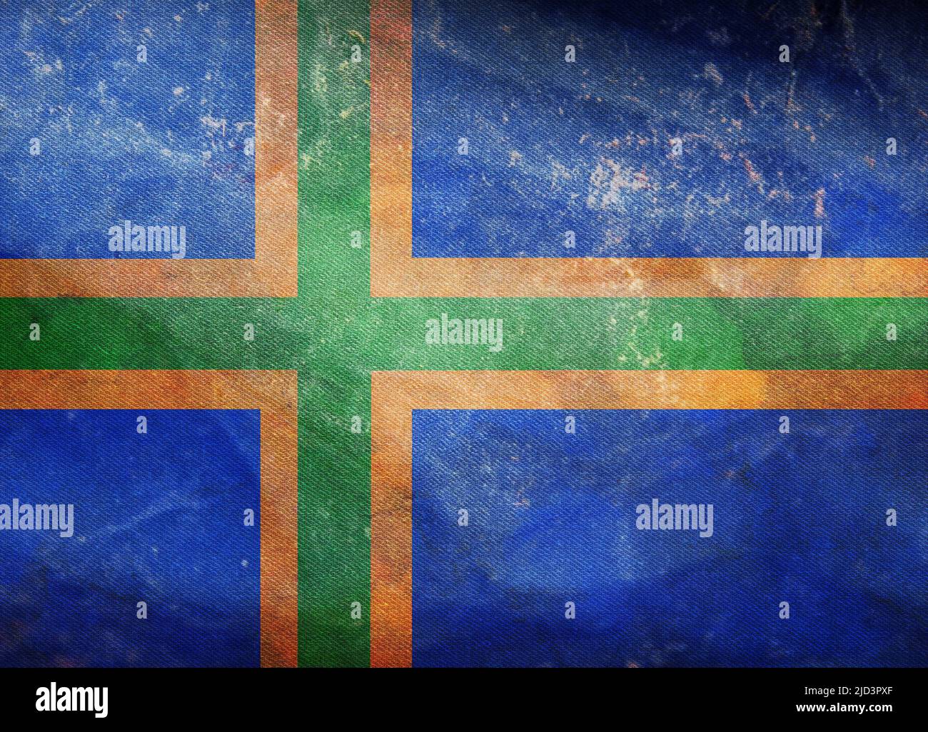Top view of retro flag Unofficial Vendsyssel, Denmark with grunge ...