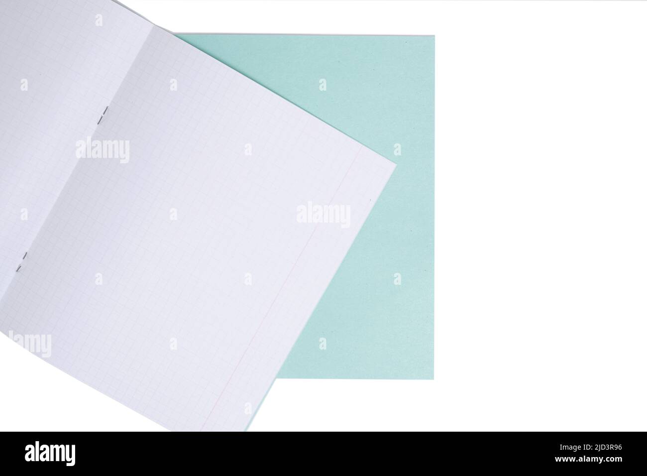 School math notebook in check on white background Stock Photo - Alamy