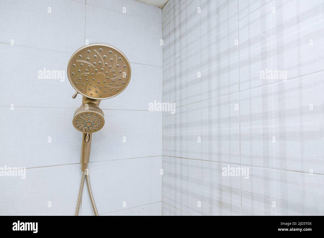 New shower head in master bathroom Stock Photo - Alamy