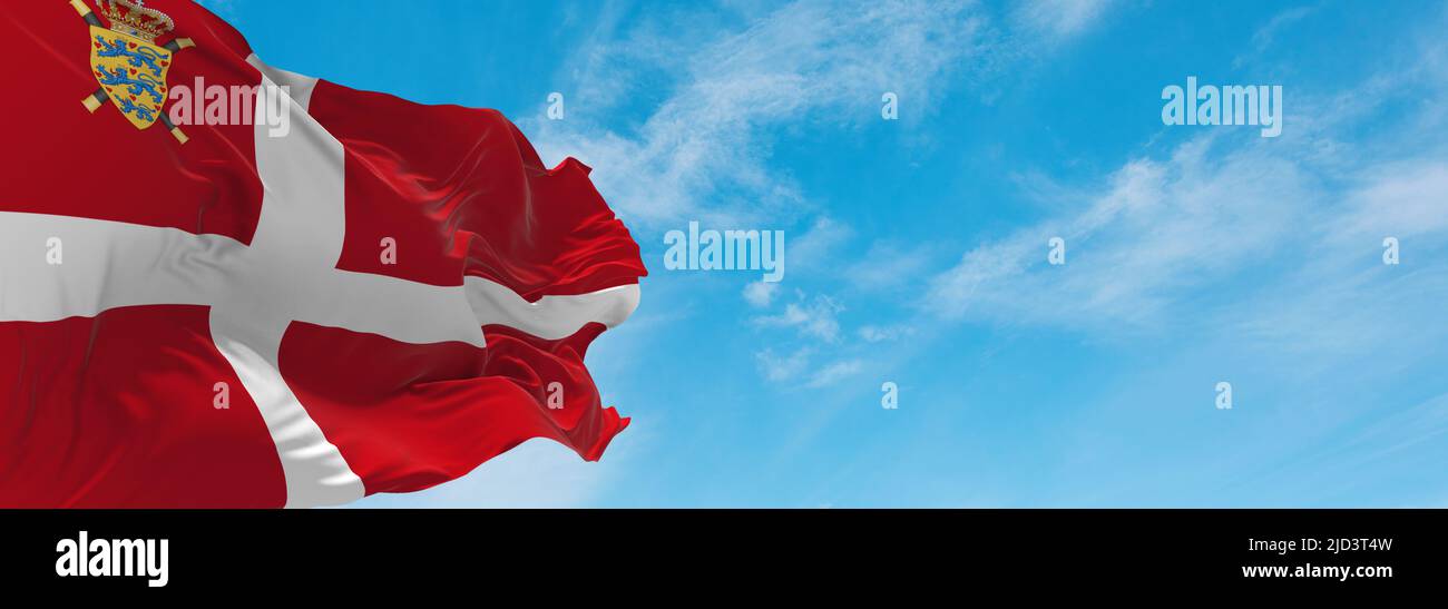 official flag of Standard Chief Defense Staff , Denmark at cloudy sky ...