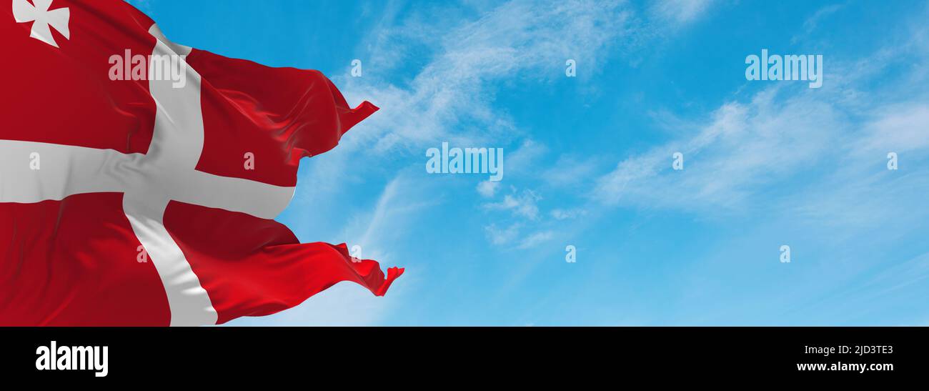 official flag of Naval Rank Flotilla Admiral , Denmark at cloudy sky ...