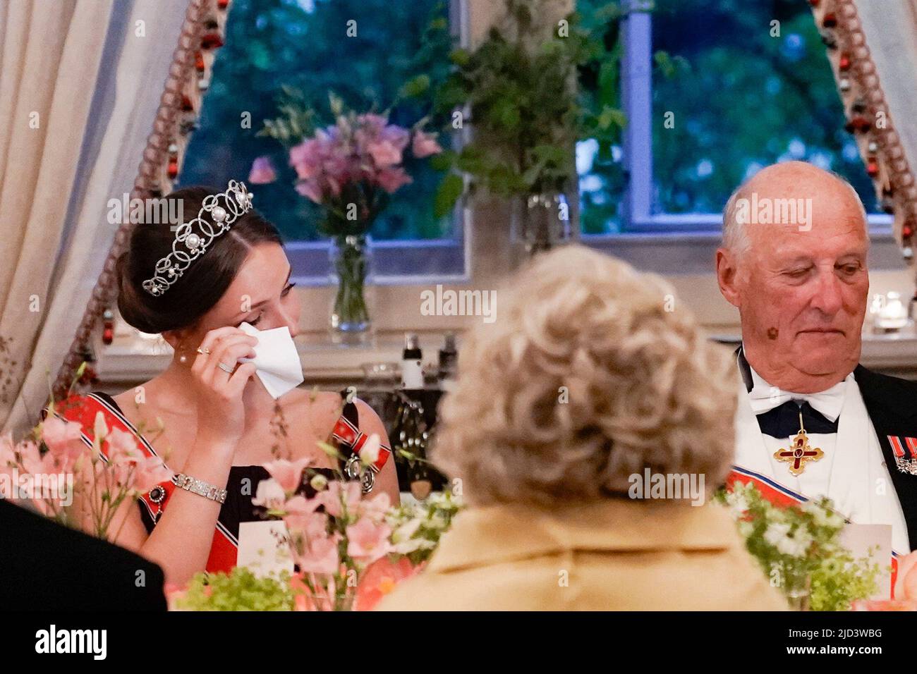 Oslo 20220617.Princess Ingrid Alexandra wipes a tear during the Crown ...
