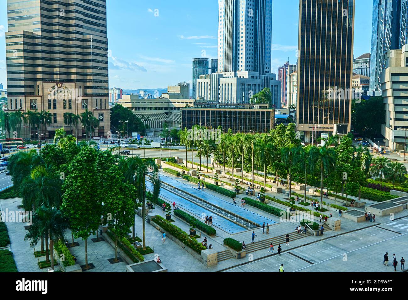 Downtown modern megapolis with skyscrapers and green alleys. Kuala ...