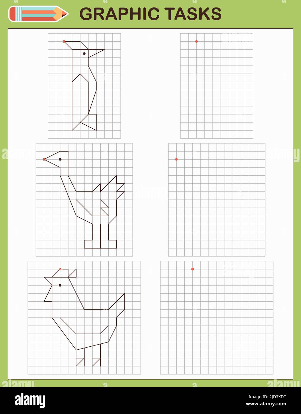 Graphic tasks by cells. Educational games for kids Stock Vector Image ...