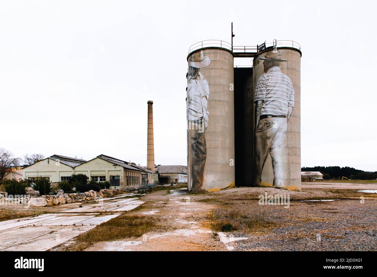Photograph of the large cement storage silos at the now closed historic ...