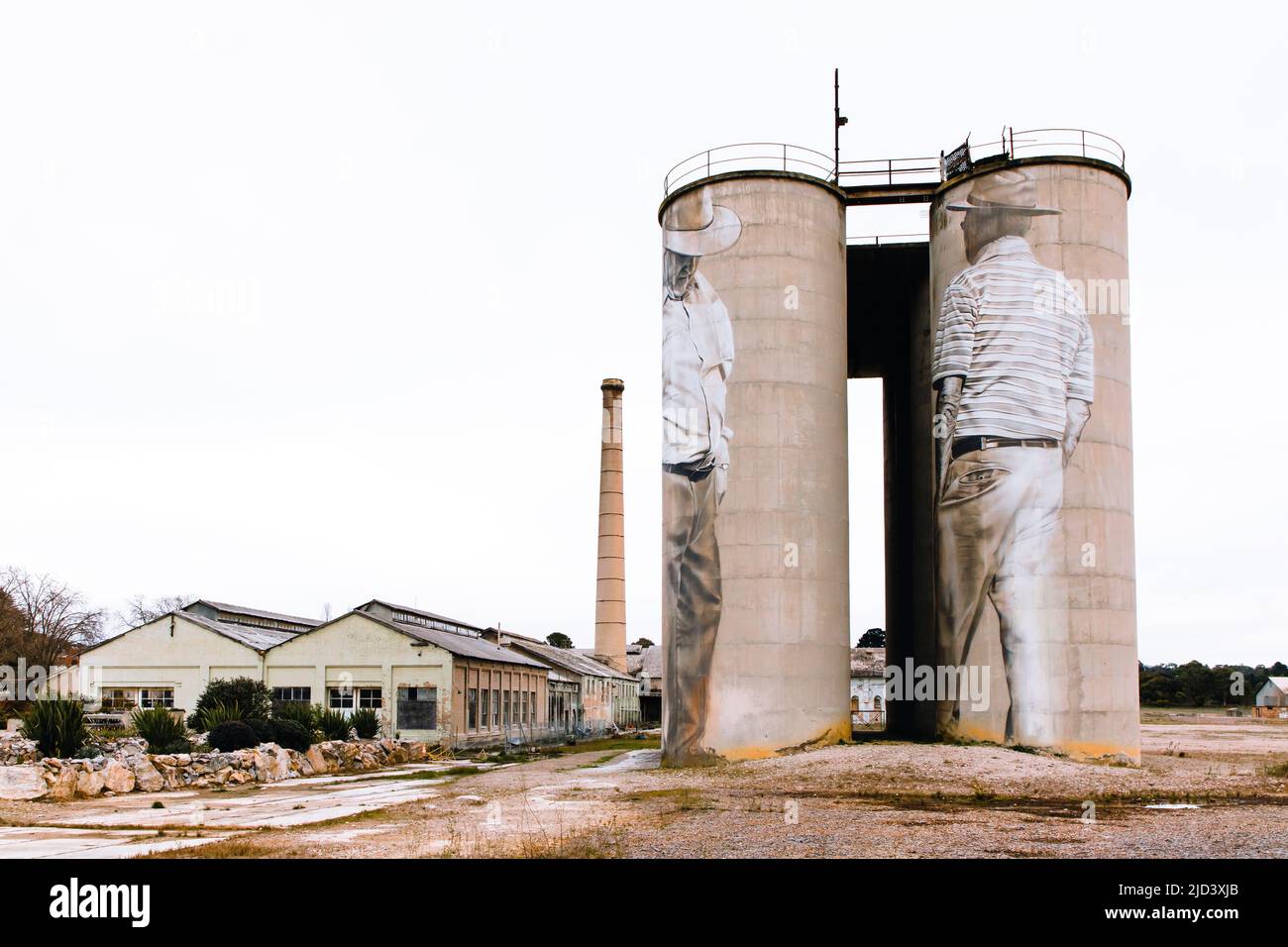 Photograph of the large cement storage silos at the now closed historic ...