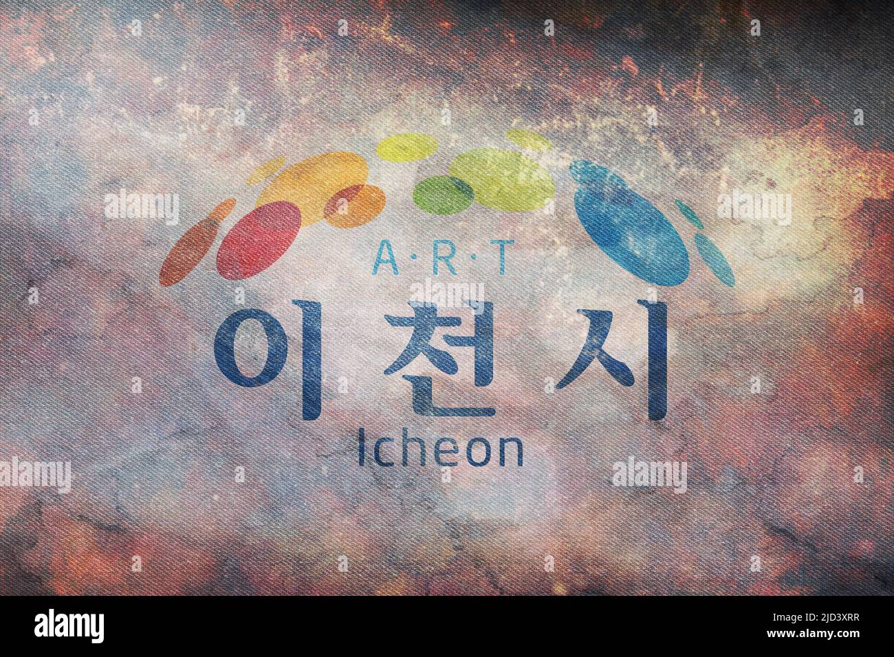 Top view of retro flag Icheon city, South Korea with grunge texture ...