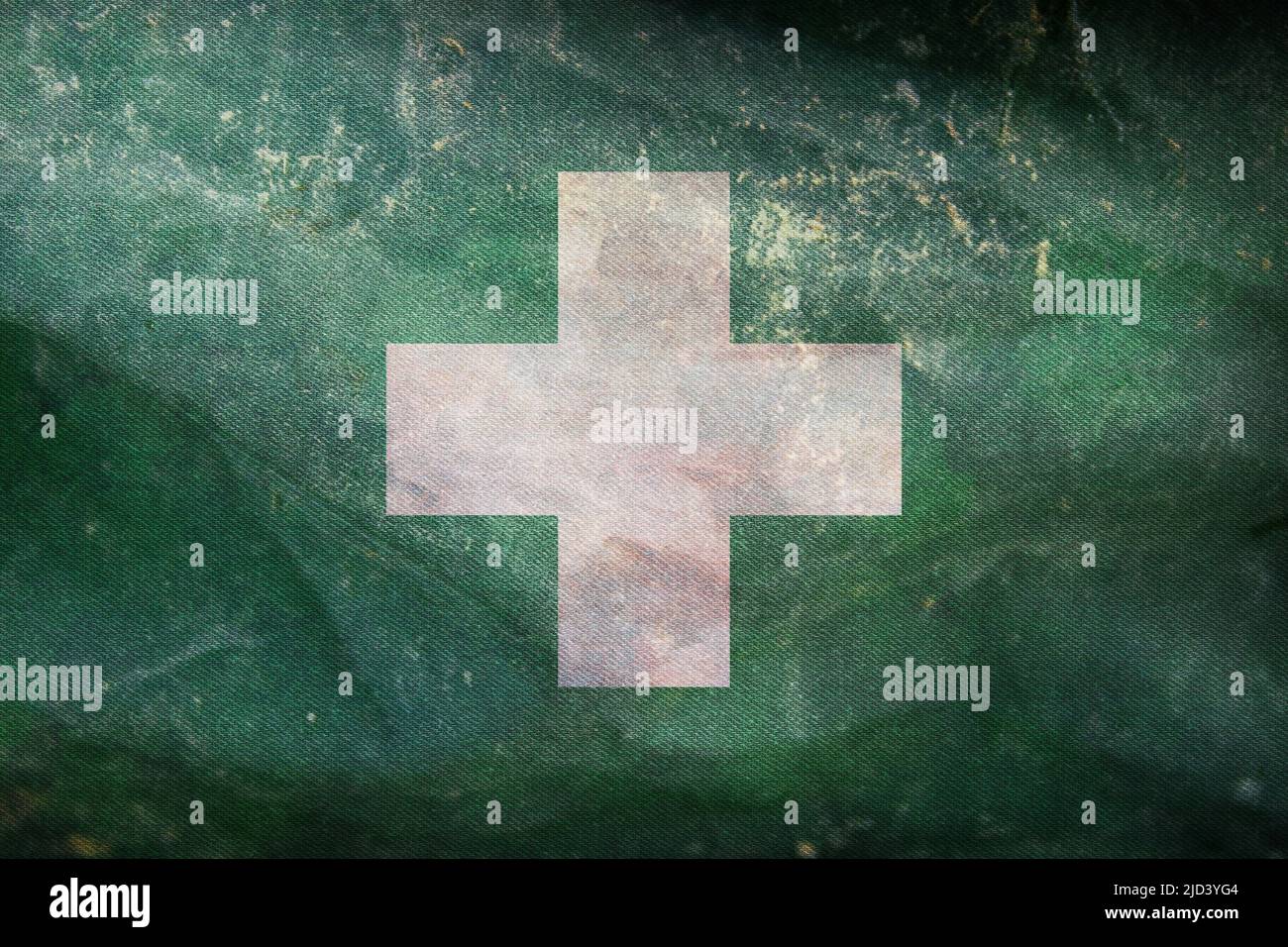 Top view of retro flag industrial health, Japan with grunge texture ...