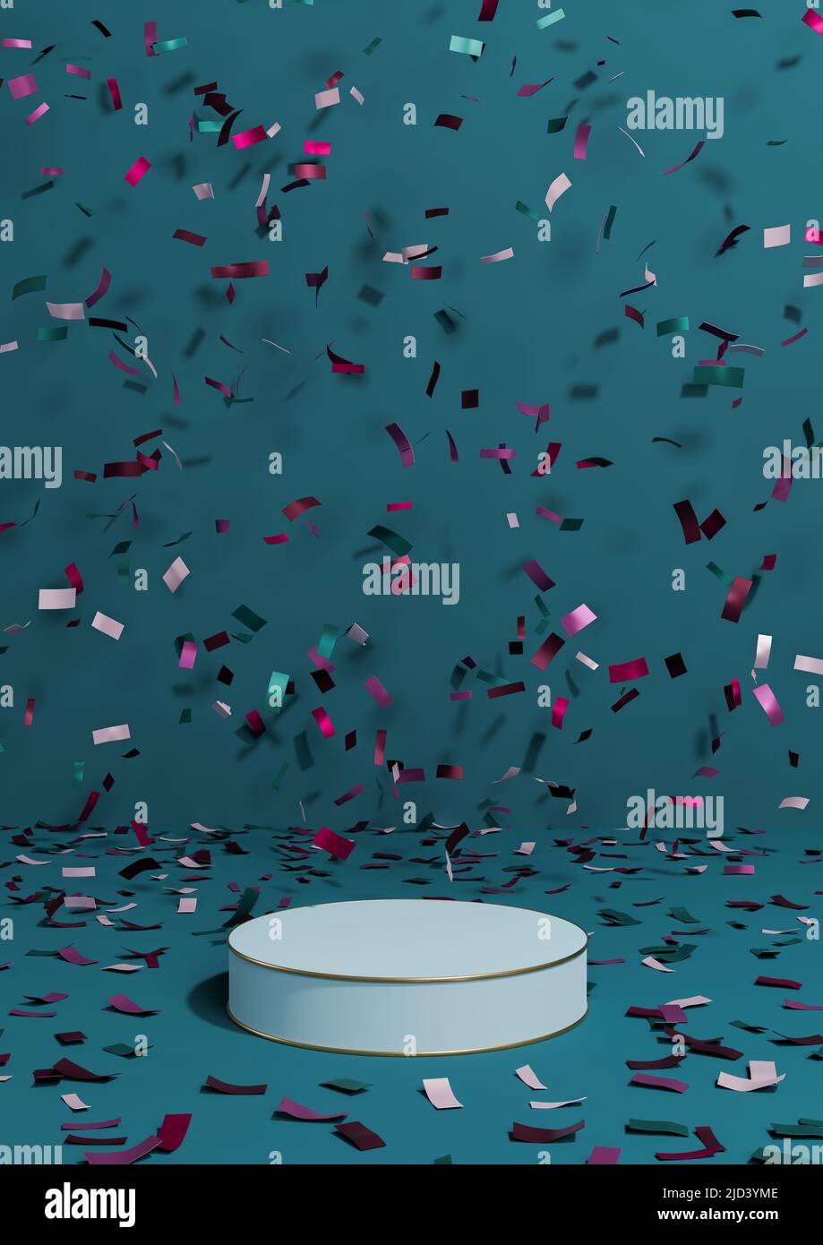 Dark teal, aqua blue 3D rendering product display pedestal stand ...