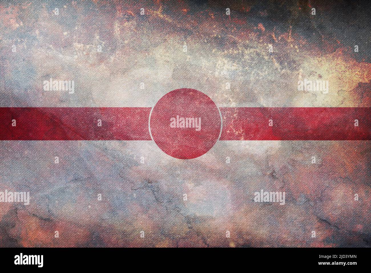 Top view of retro flag postal, 1872 1887, Japan with grunge texture ...