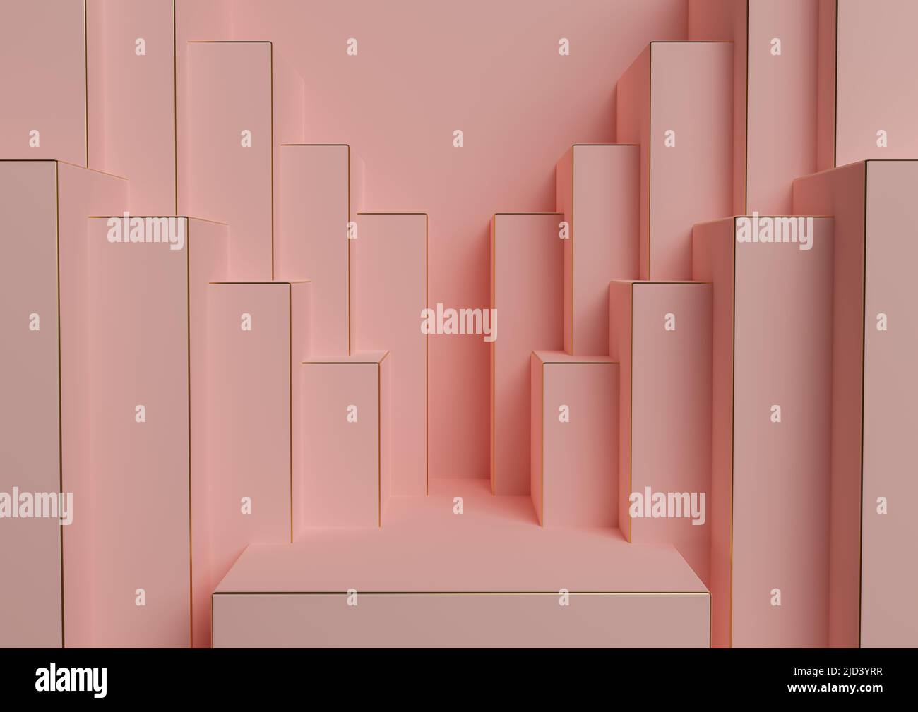 Pastel, light red, salmon pink 3D rendering product display podium or ...