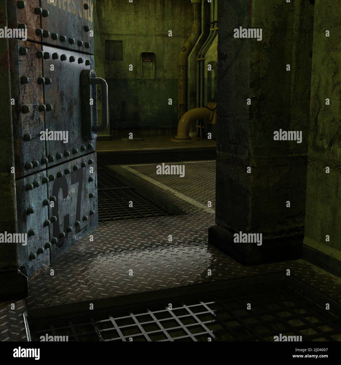 3d-illustration of an empty and scary sewer for background usage Stock ...