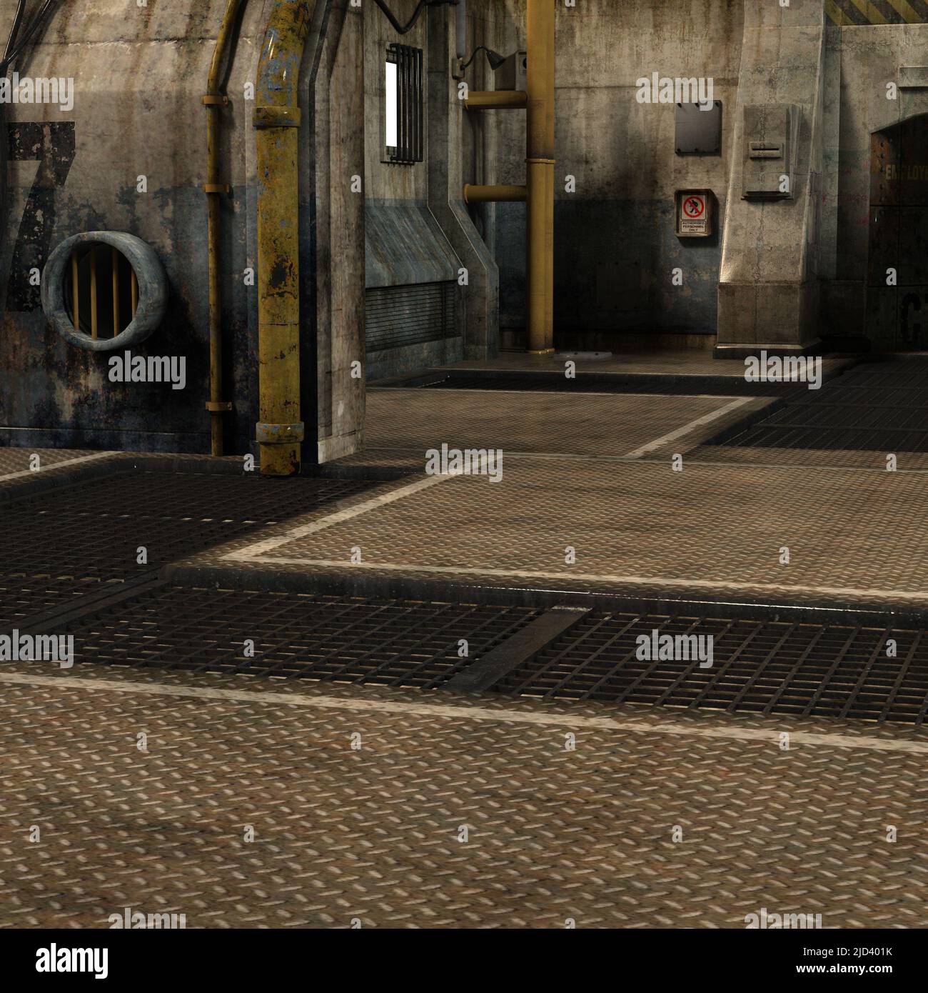 3d-illustration of an empty and scary sewer for background usage Stock ...