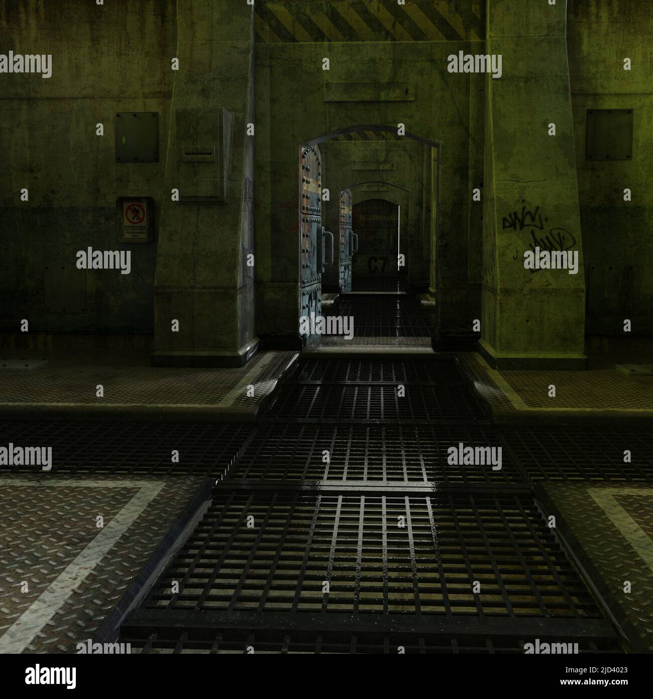 3d-illustration of an empty and scary sewer for background usage Stock ...