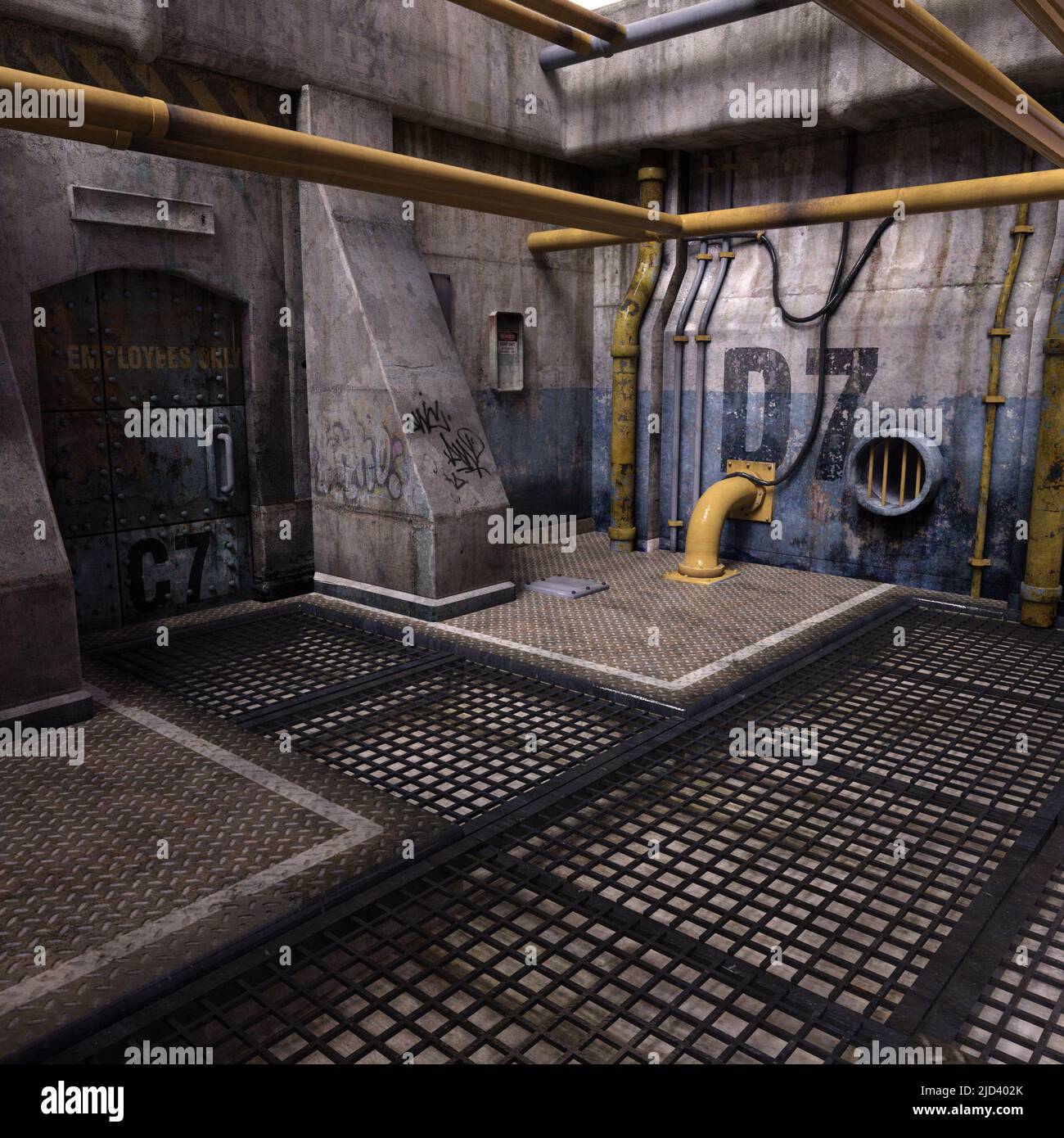 3d-illustration of an empty and scary sewer for background usage Stock ...