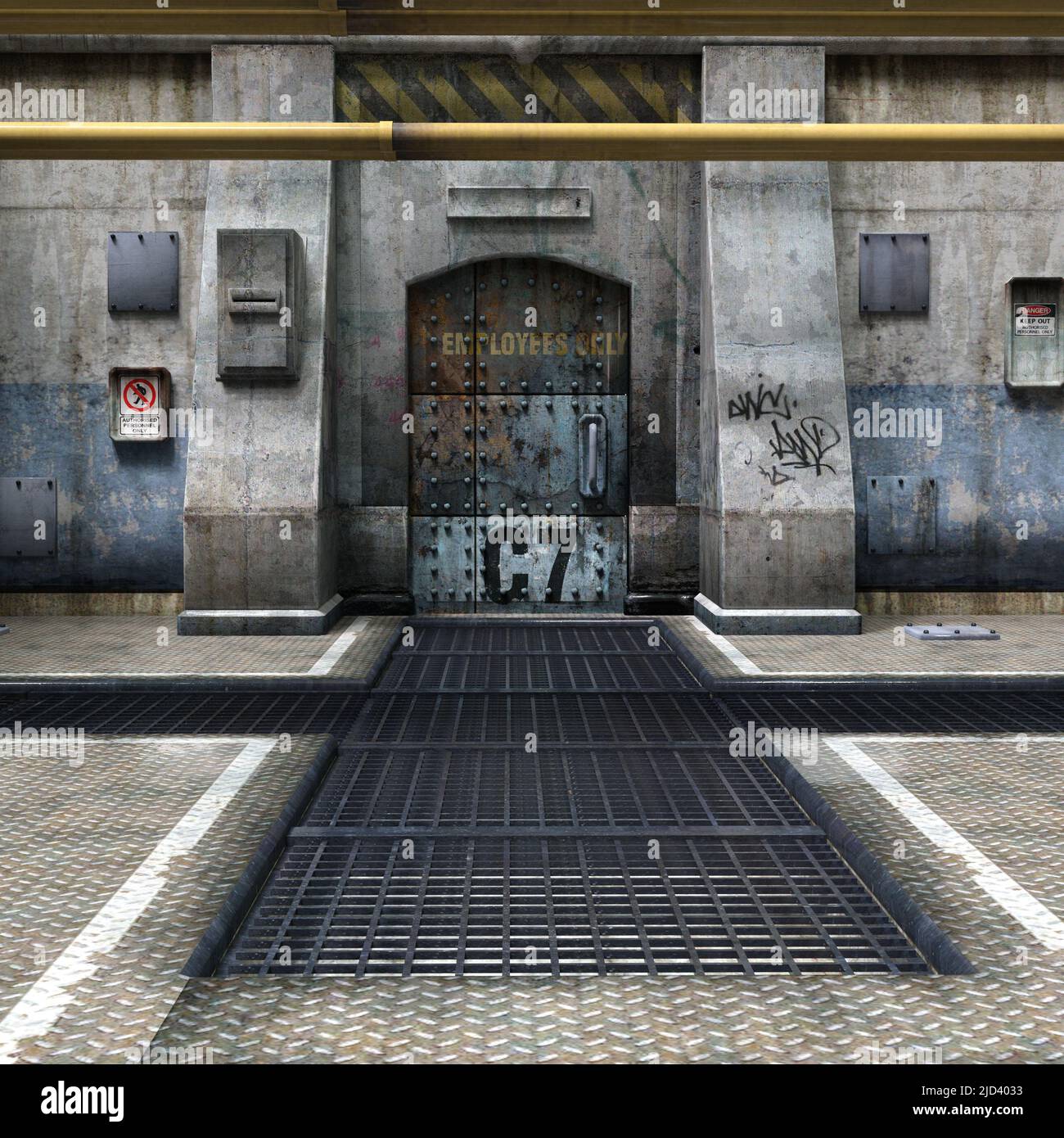 3d-illustration of an empty and scary sewer for background usage Stock ...