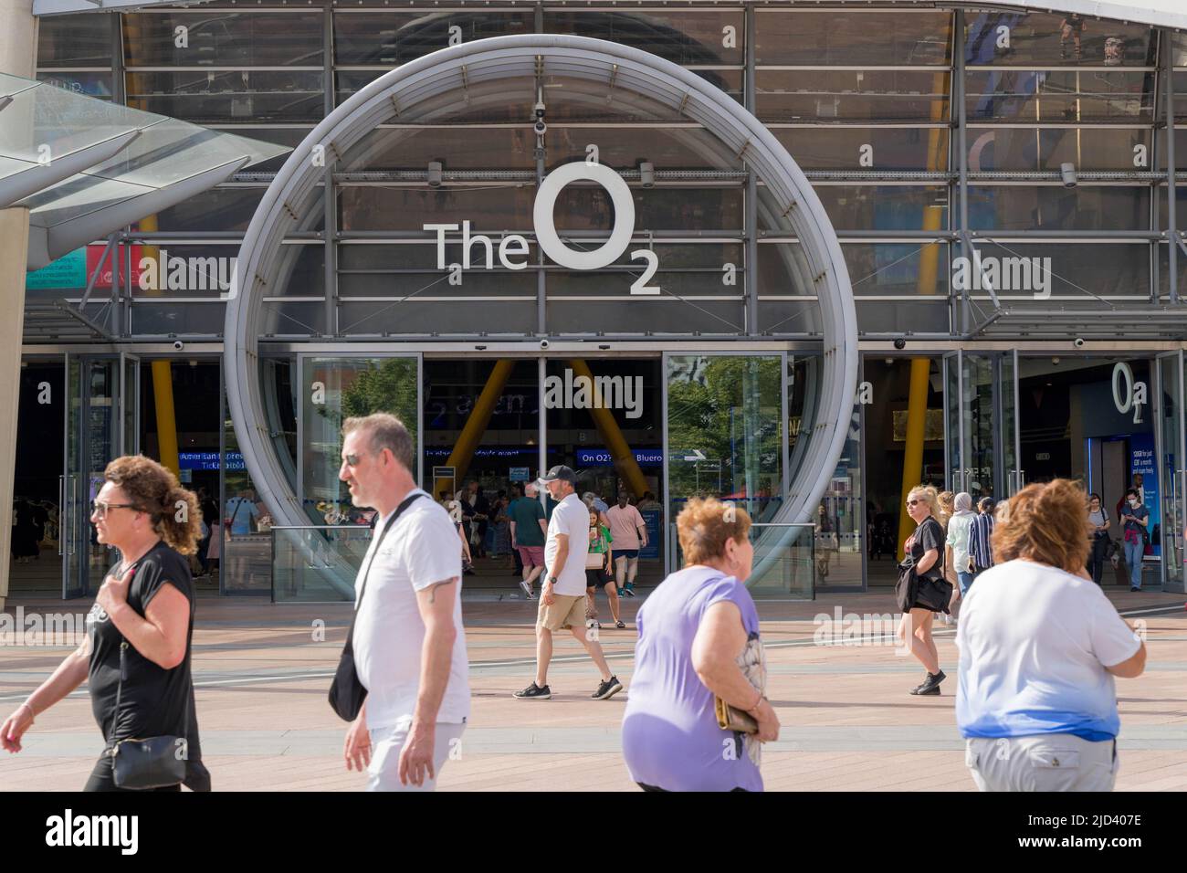 O ring framed entrance to the O2 Arena at north Greenwich peninsular ...