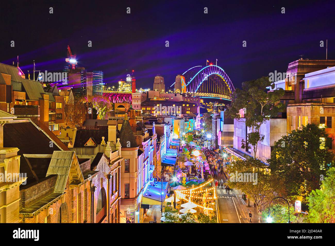 The Rocks historic district in Sydney city CBD along George Street at ...