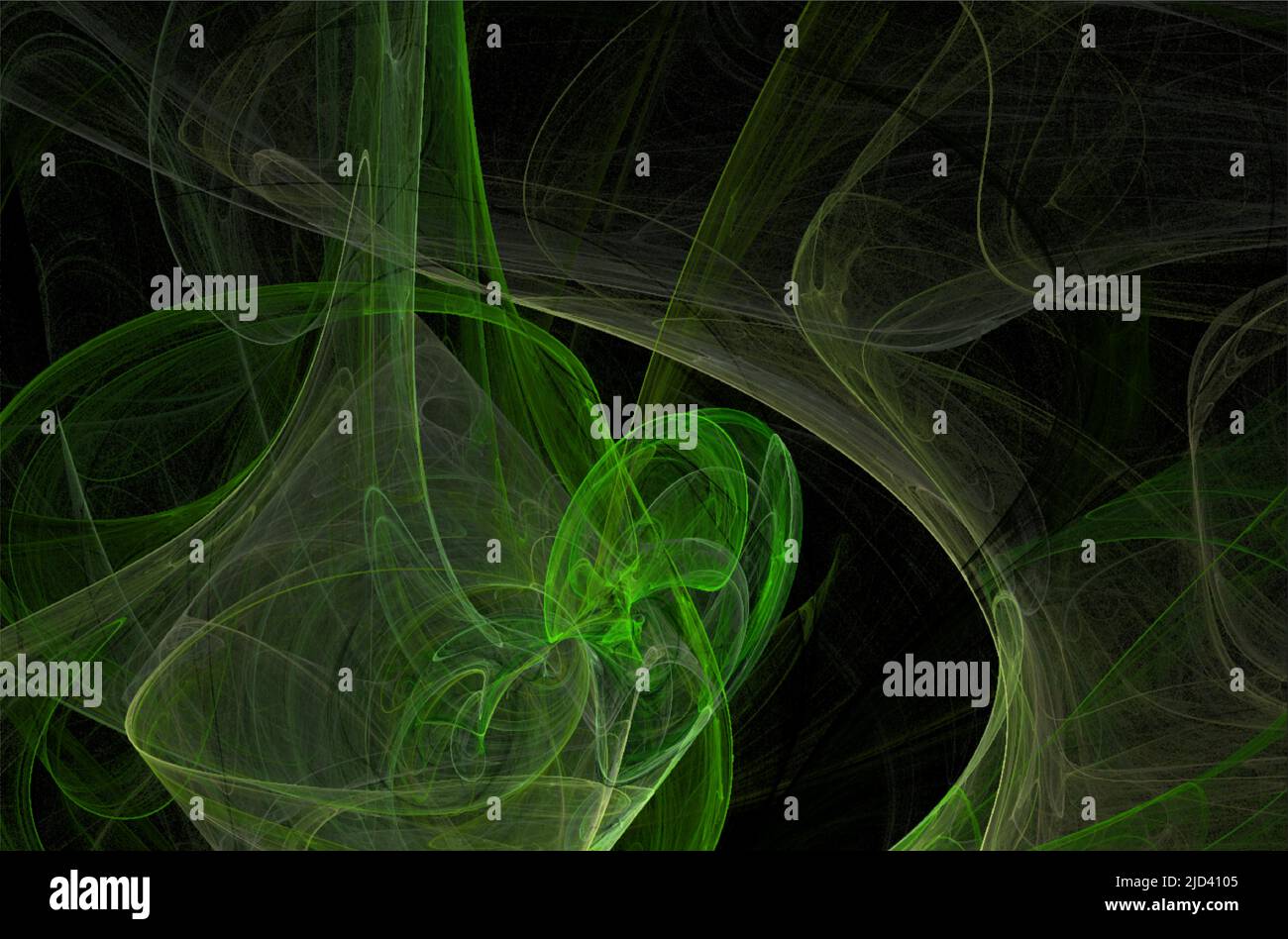 bright abstract linear background, green digital drawing on black ...