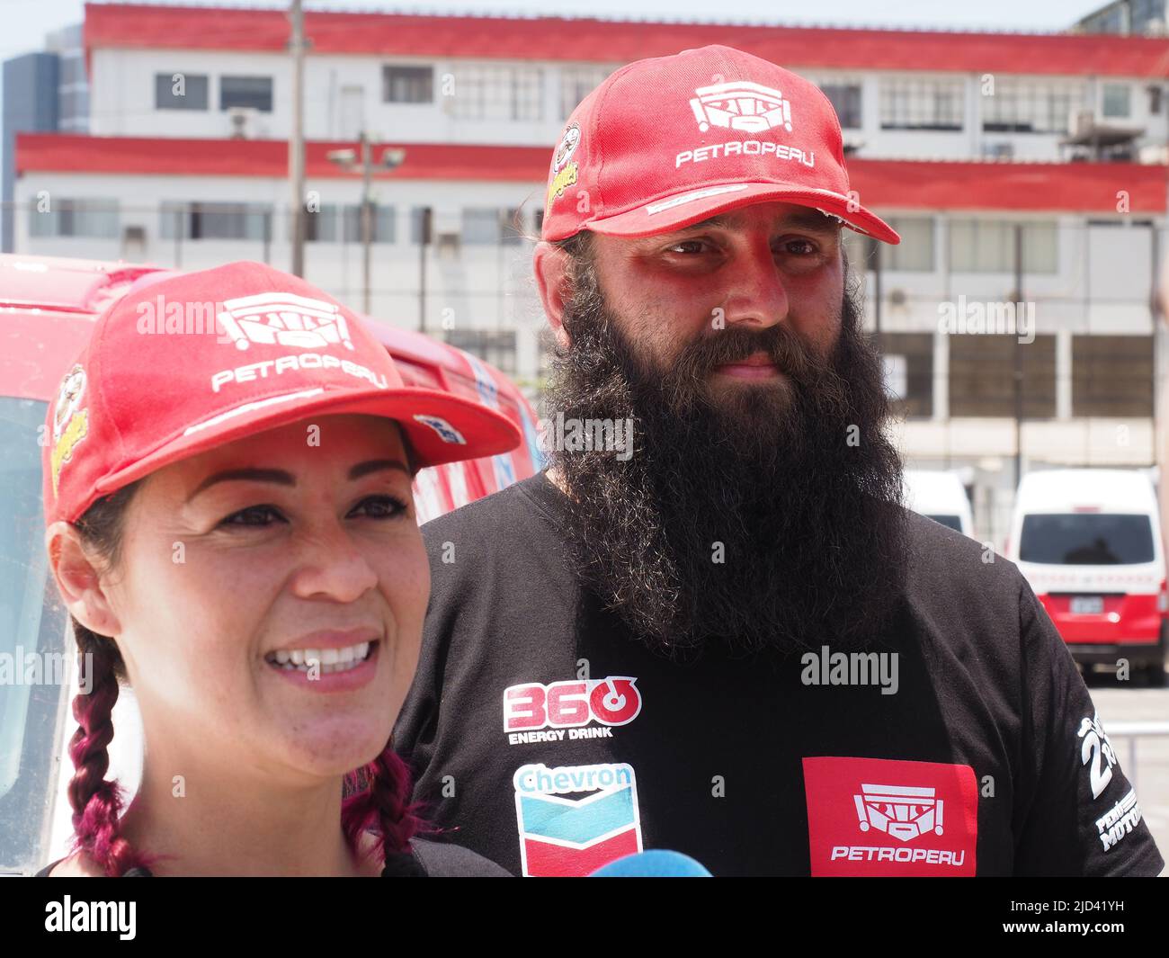 Alonso Carrillo (L) and Fernanda Kanno (R), Peruvian competitors, in ...