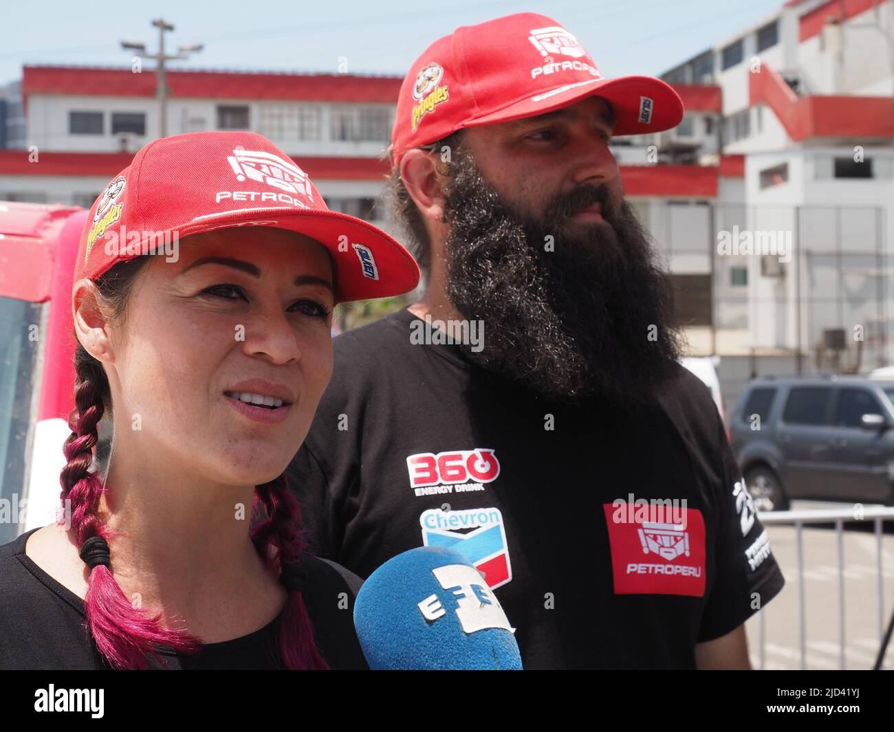 Alonso Carrillo (L) and Fernanda Kanno (R), Peruvian competitors, in ...
