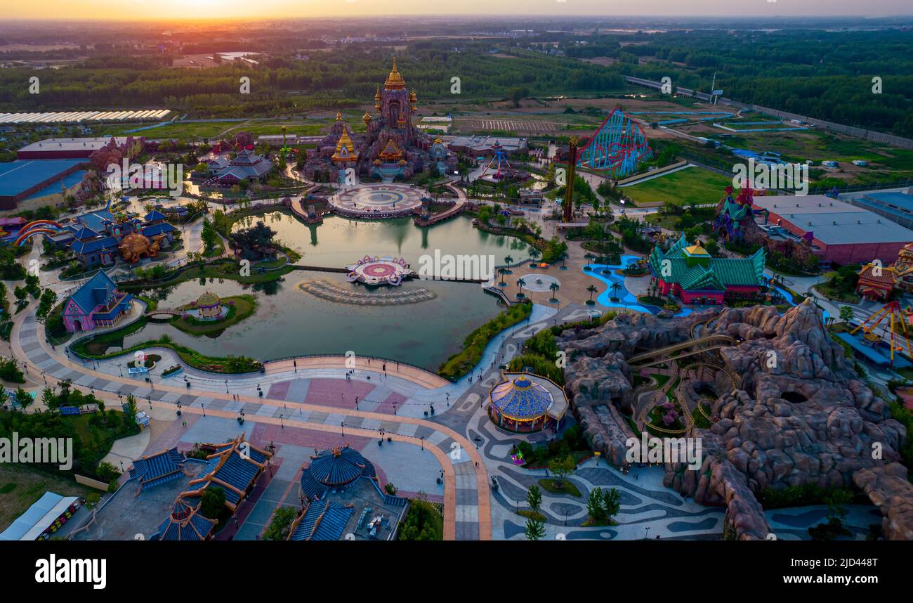 HUAI'AN, CHINA - JUNE 17, 2022 - A water curtain light show, fireworks ...