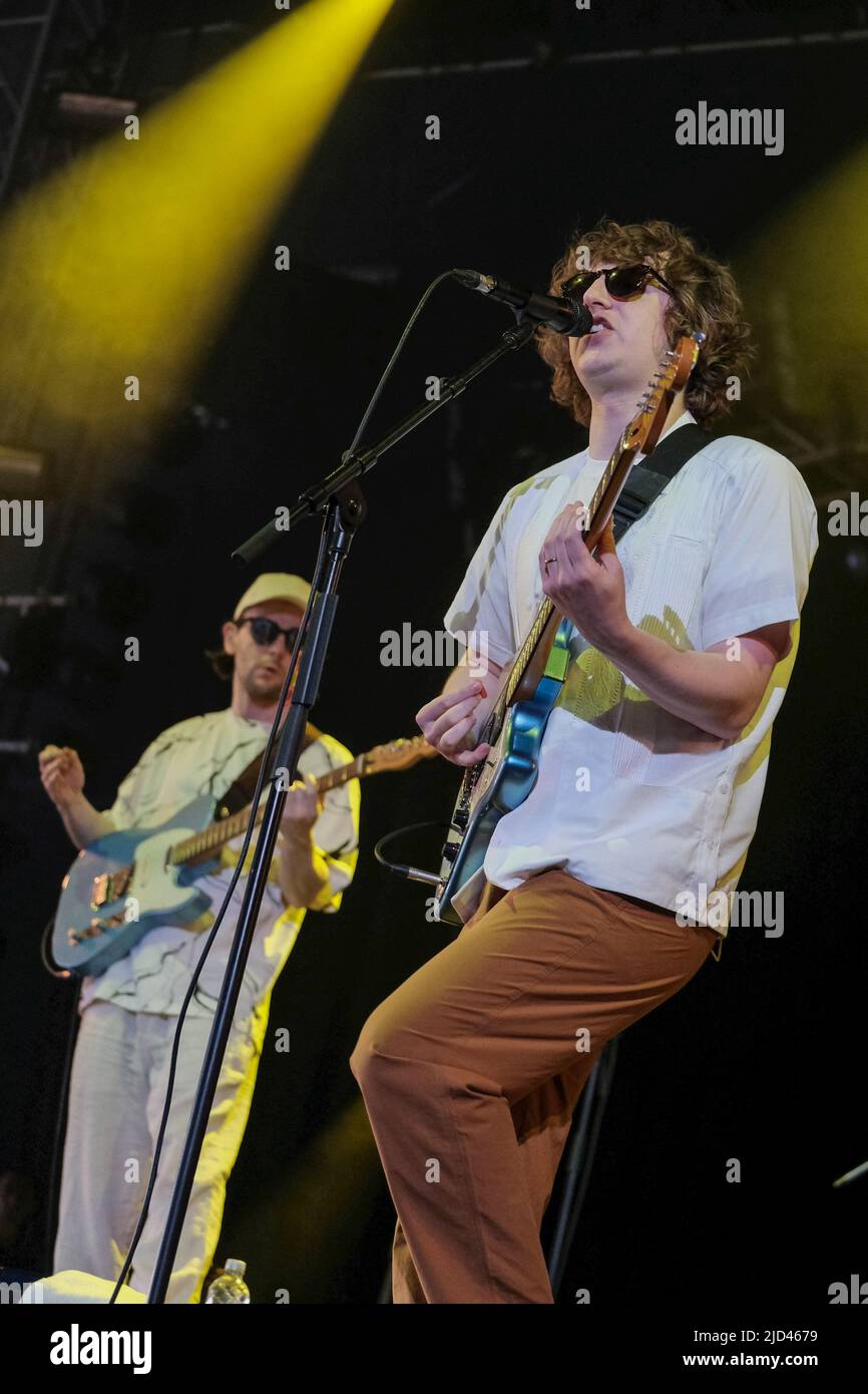 Newport, UK. 17th June, 2022. Jack Cochrane, vocalist and lead ...