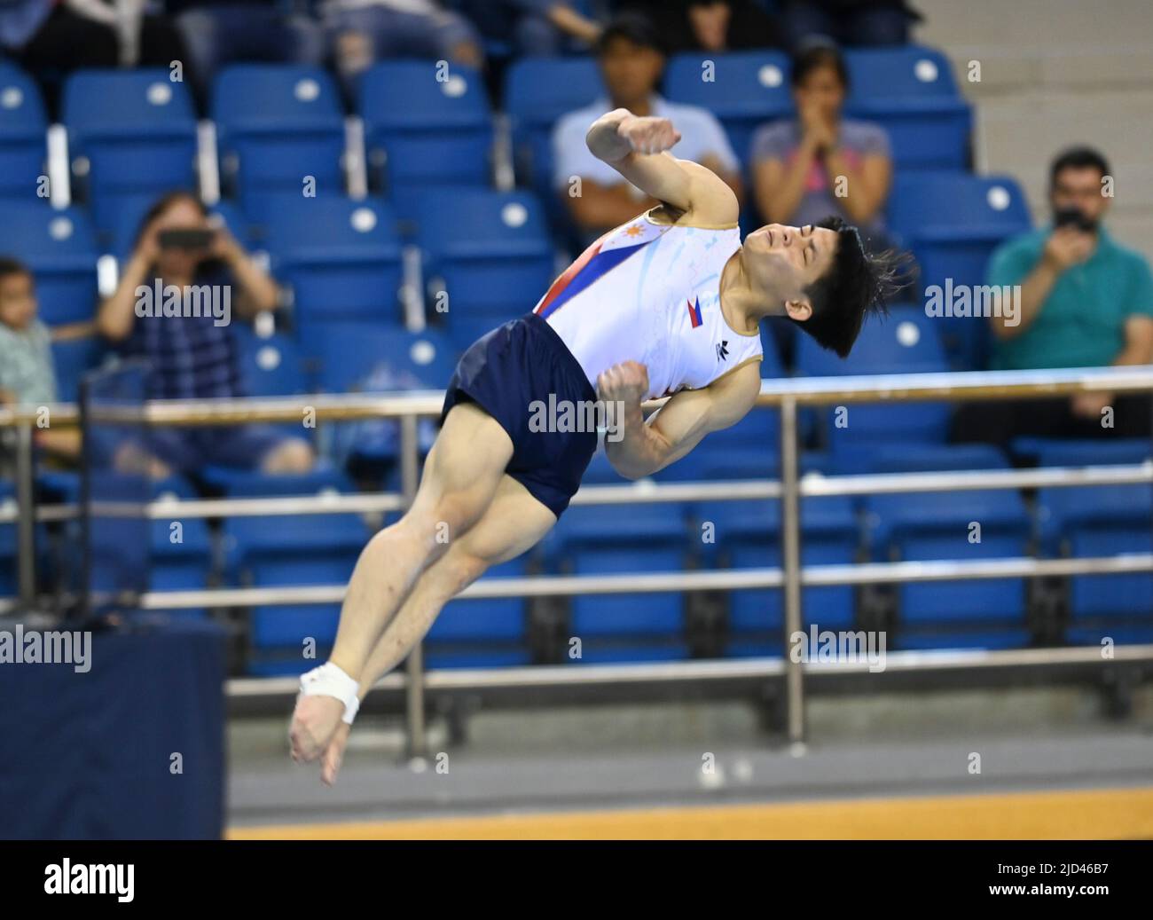 Doha. 17th June, 2022. Carlos Edriel Yulo of Philippines competes ...