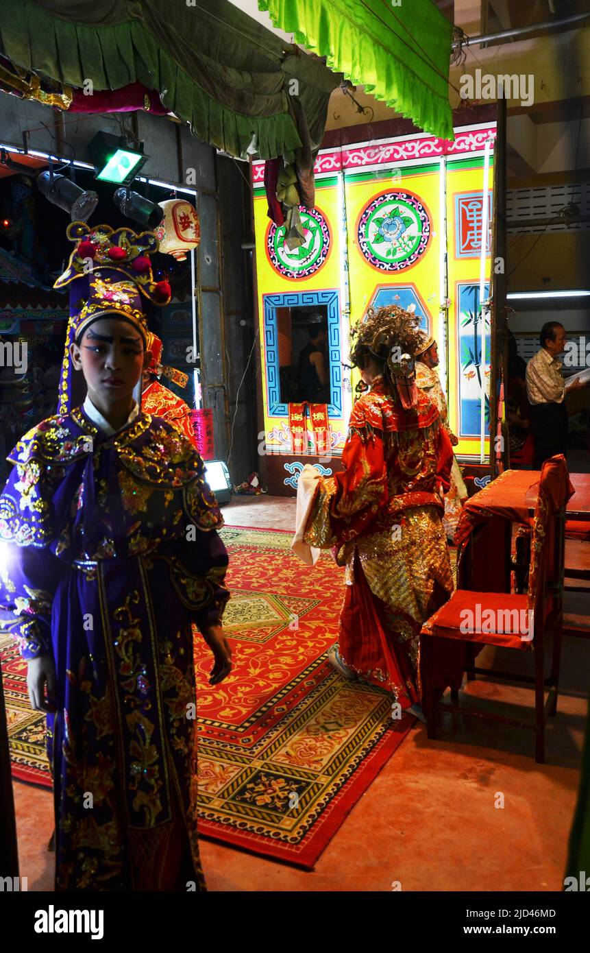 Thai people of chinese descent acting playing present traditional ...