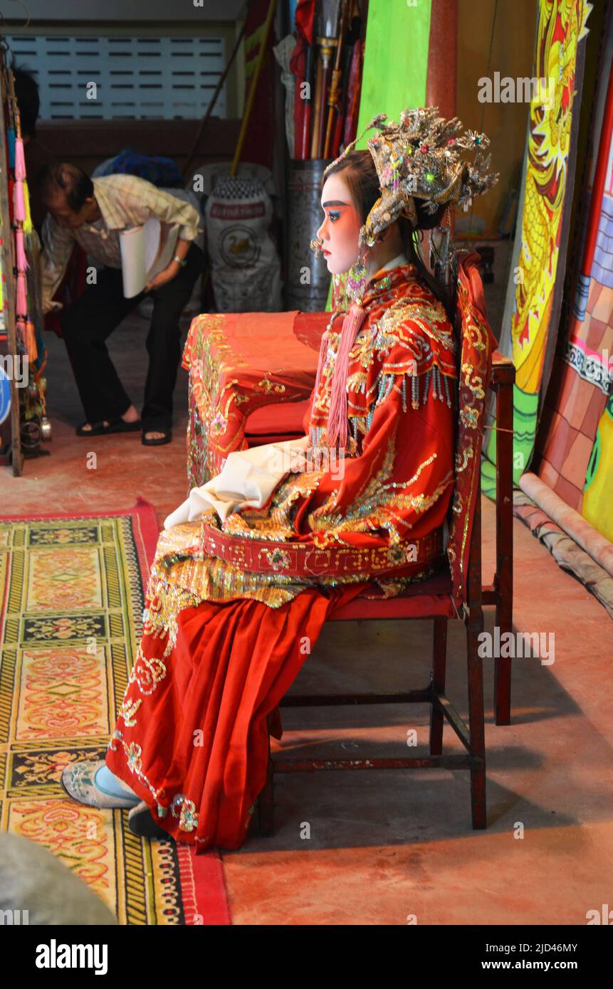 Thai people of chinese descent acting playing present traditional ...