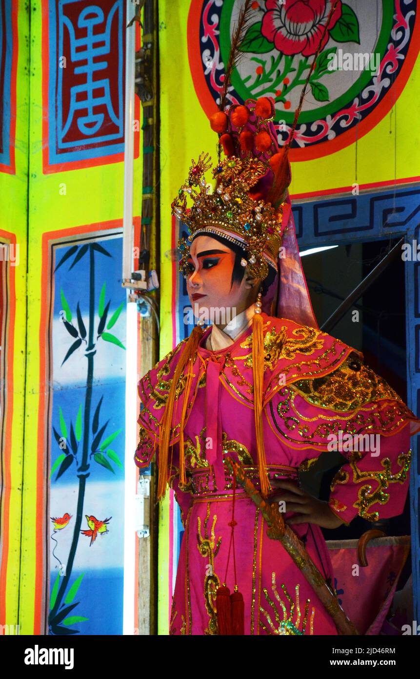 Thai people of chinese descent acting playing present traditional ...