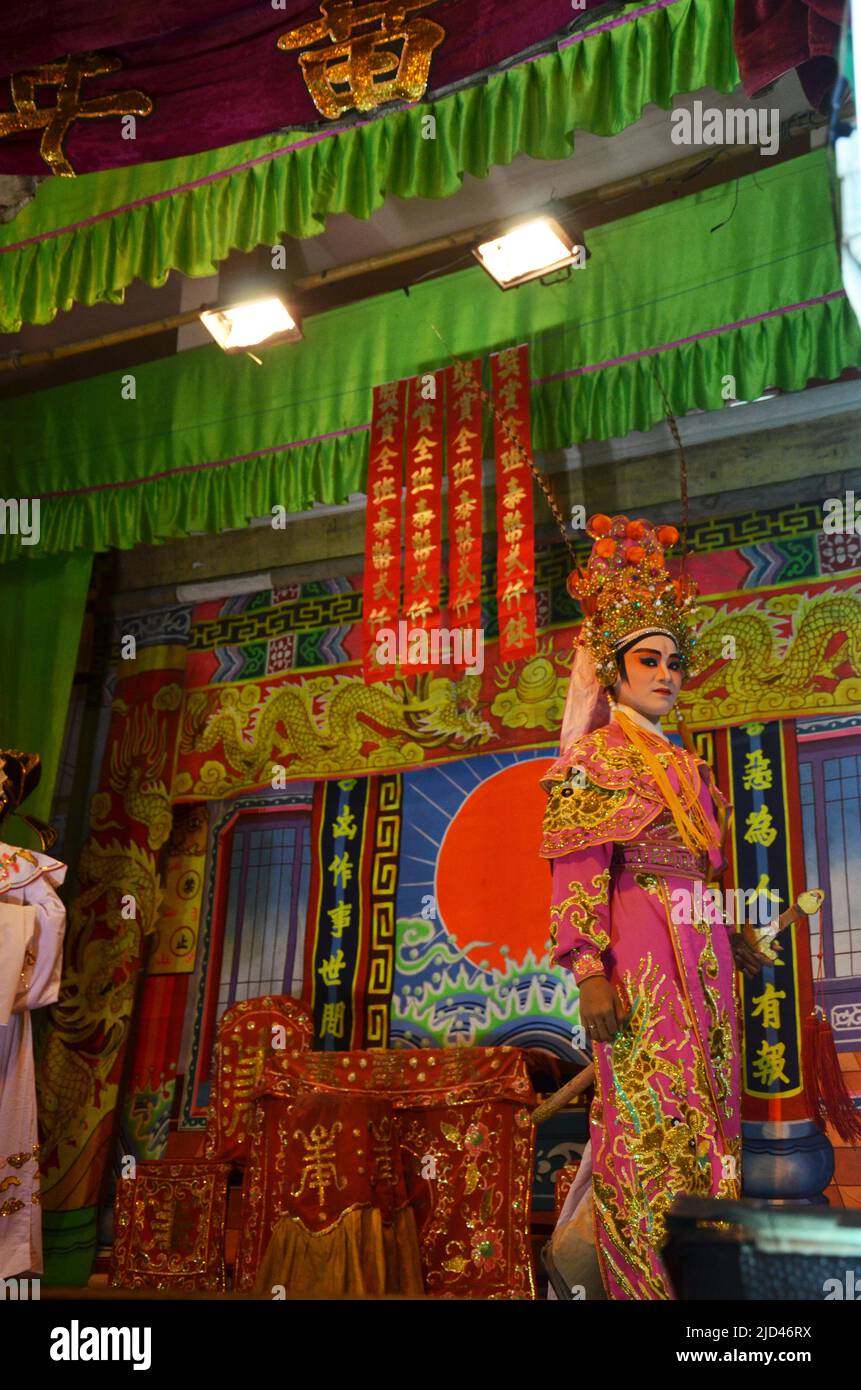 Thai people of chinese descent acting playing present traditional ...