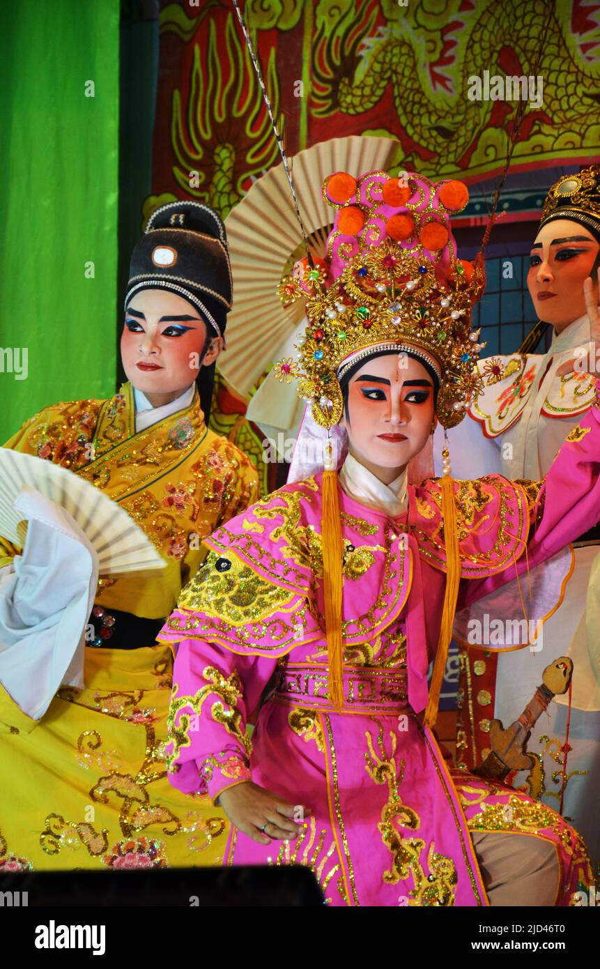 Thai people of chinese descent acting playing present traditional ...