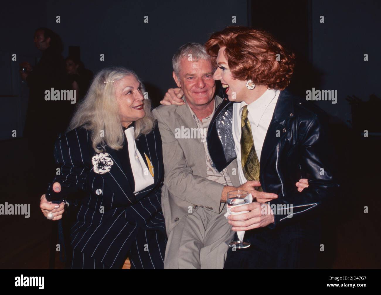 Sylvia Miles, Paul Morrissey and John Epperson aka Lypsinka at a book party and photography ...