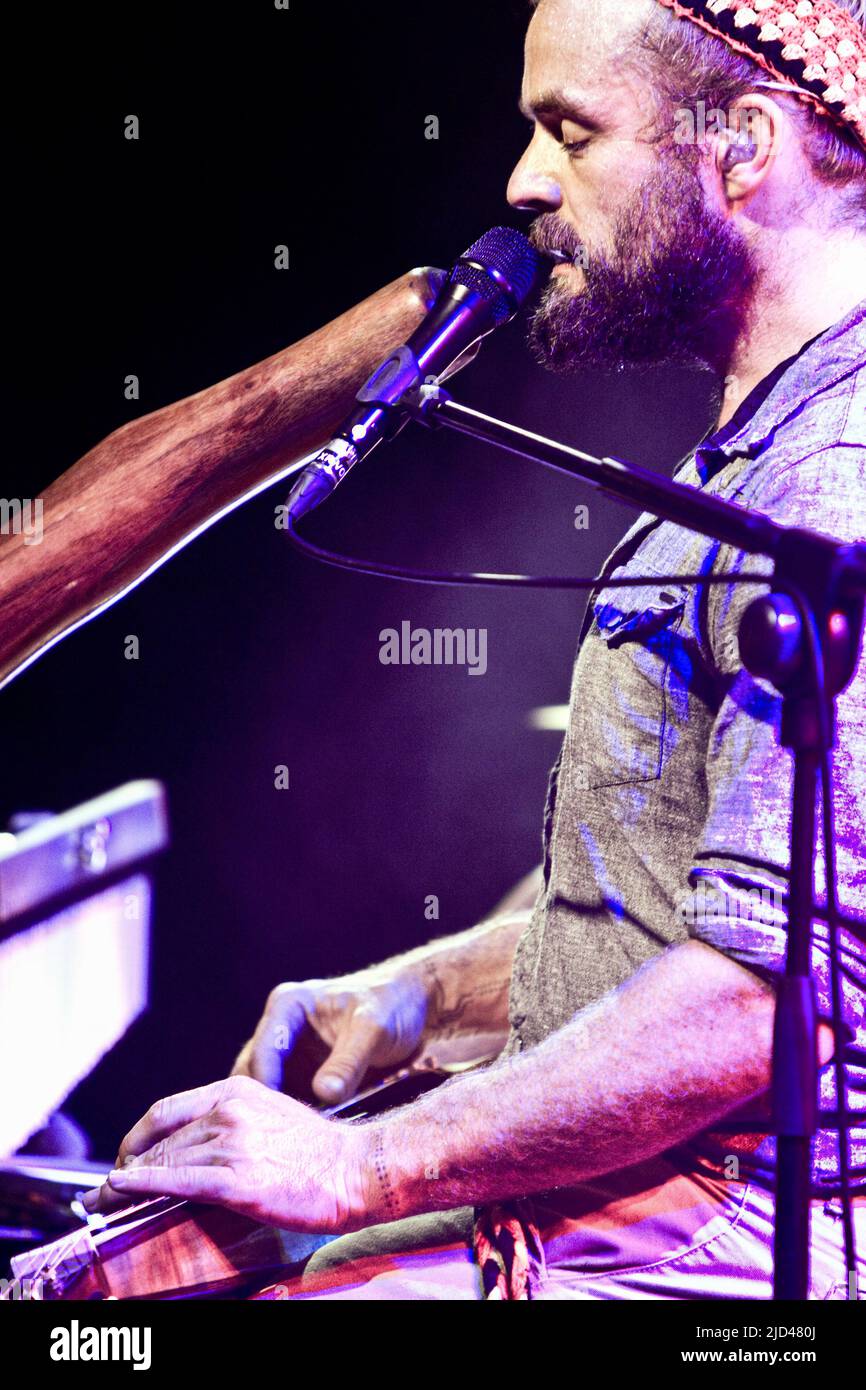 Xavier Rudd of Xavier and the Hum Musical band performs live on stage ...