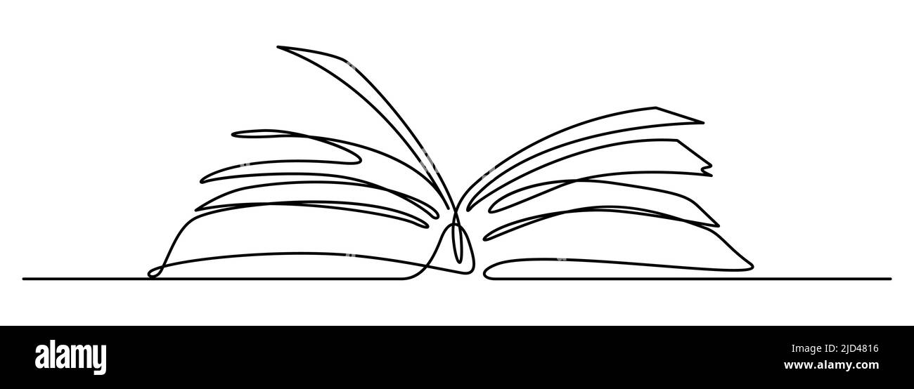 continuous line drawing of open book back to school concept vector ...