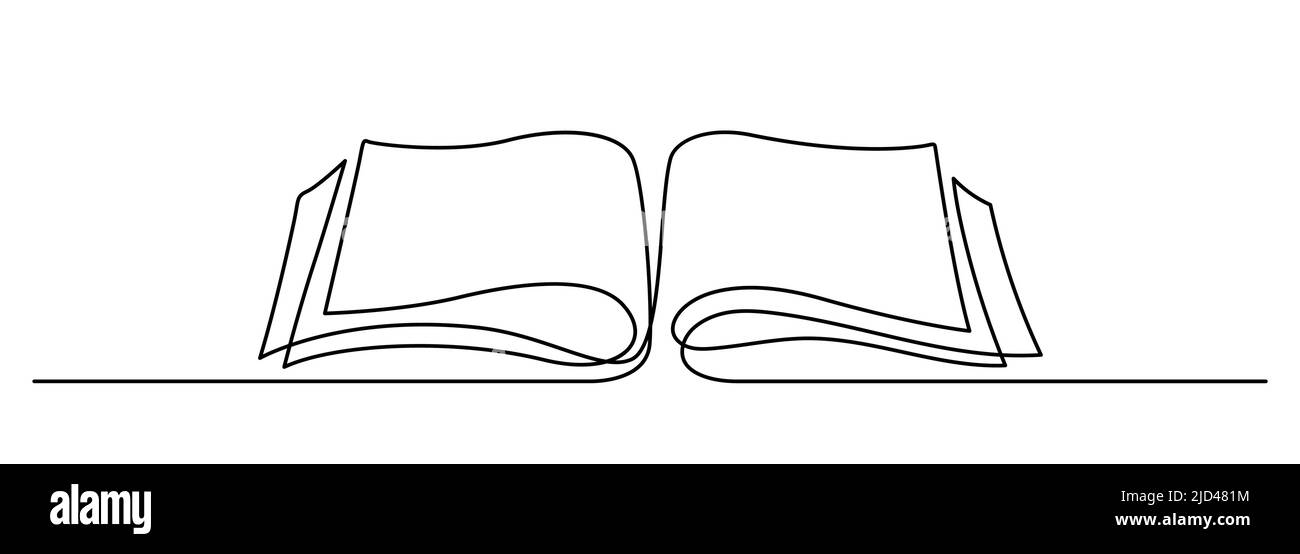 one line drawing of open book back to school concept vector ...