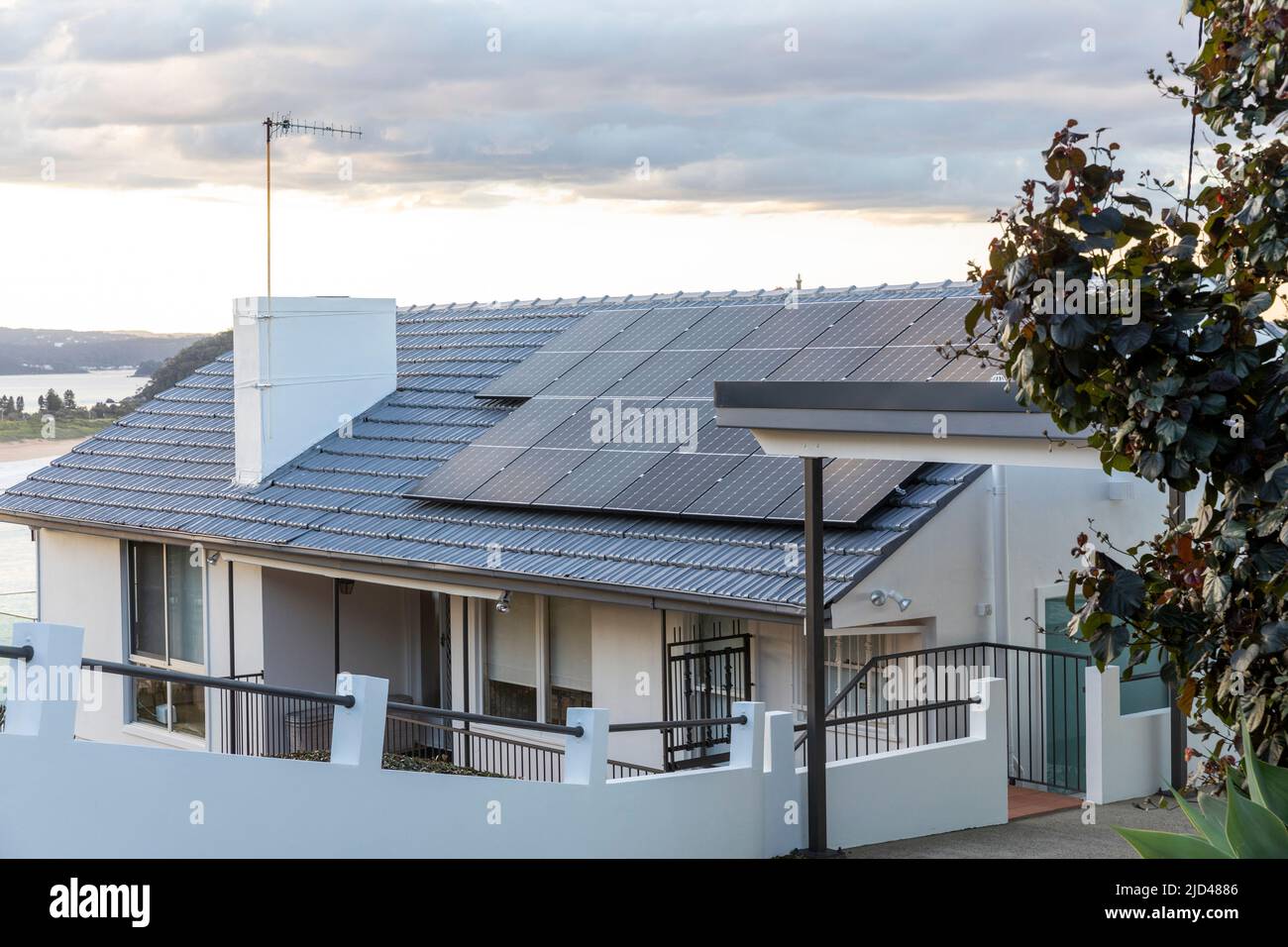 Sydney home solar panels array on the roof of a coastal property at ...