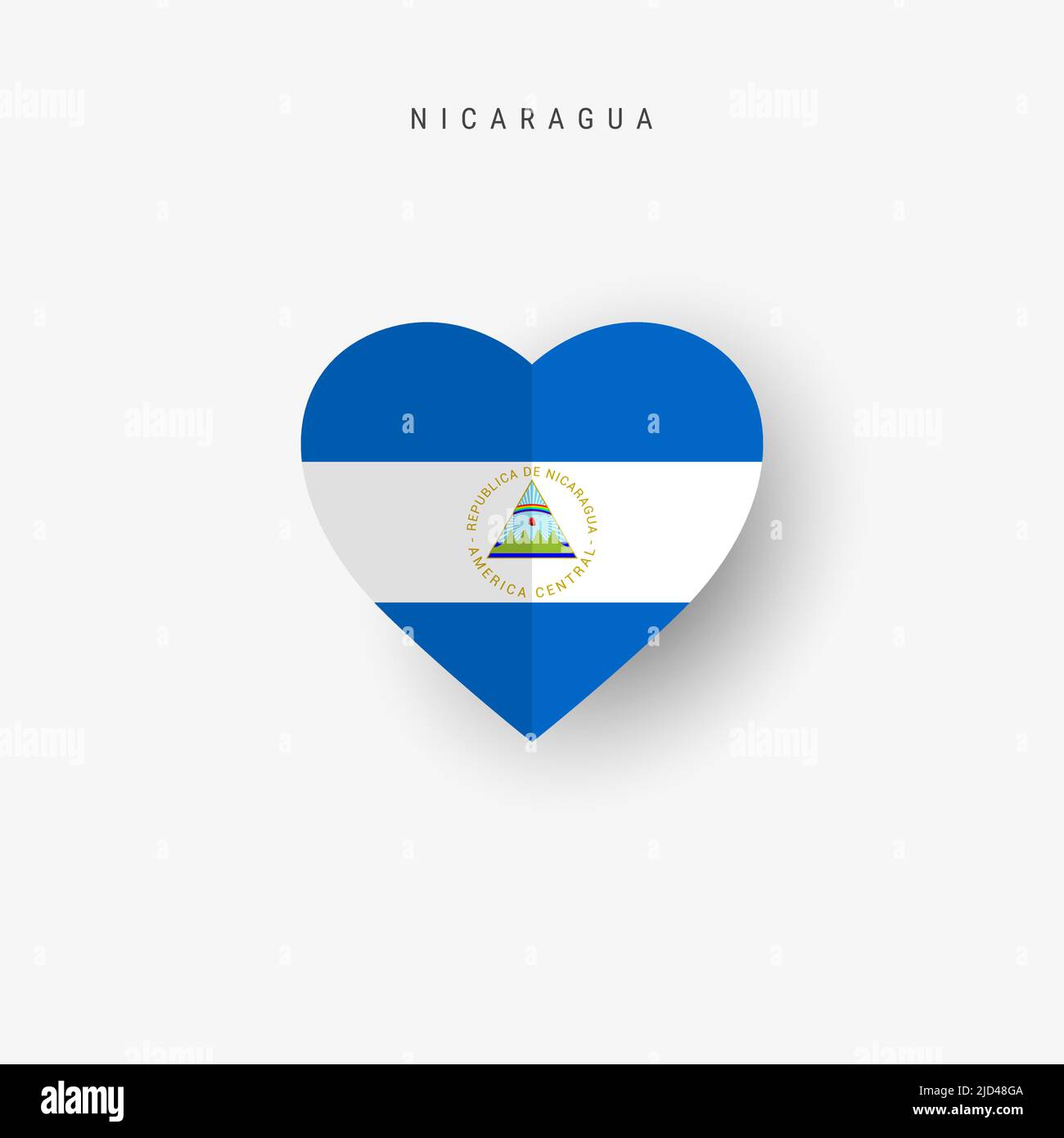 Nicaragua heart shaped flag. Origami paper cut Nicaraguan national banner. 3D vector ...