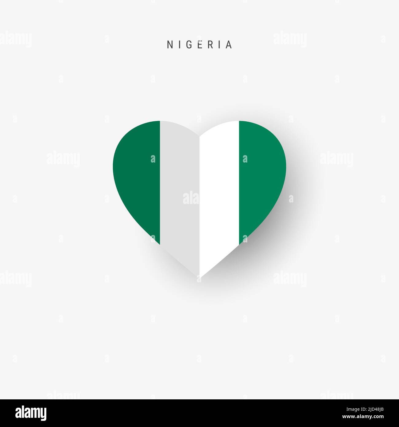 Nigeria heart shaped flag. Origami paper cut Nigerian national banner ...