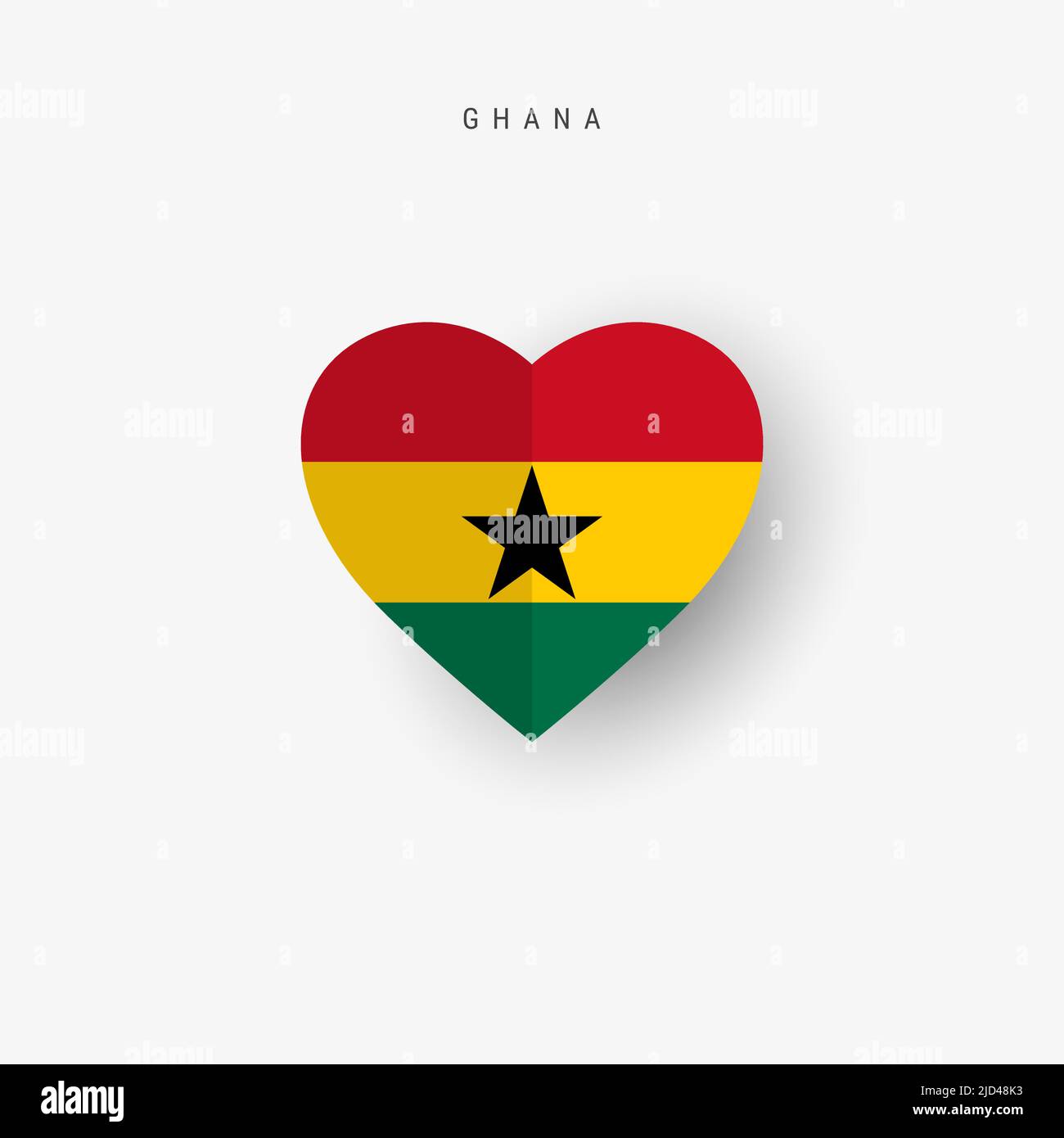 Ghana heart shaped flag. Origami paper cut Ghanaian national banner. 3D ...