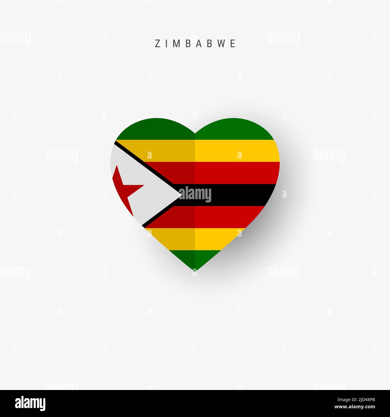 Zimbabwe heart shaped flag. Origami paper cut Zimbabwean national banner. 3D vector illustration ...