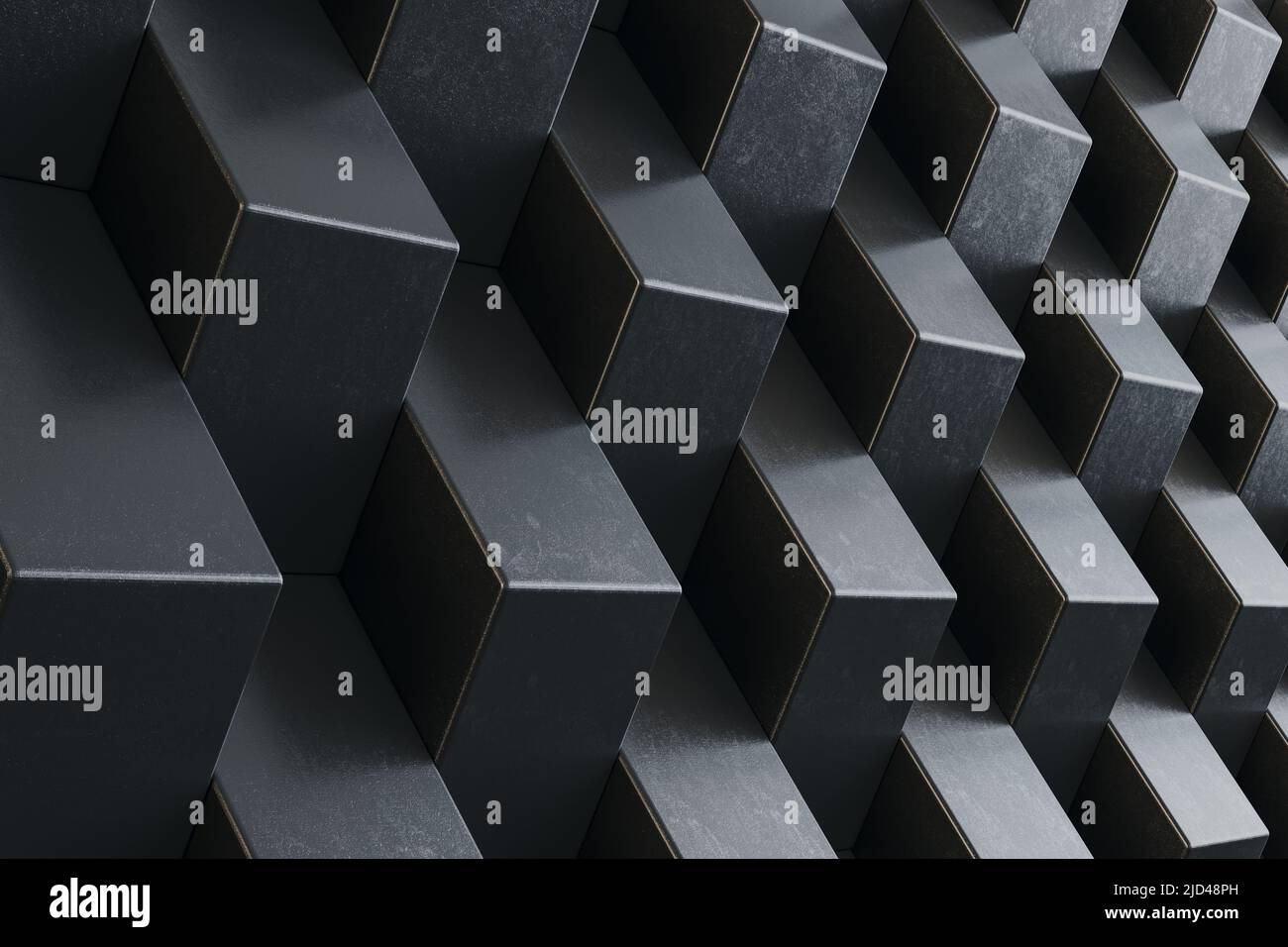 Modern architecture abstract dark background with metallic bulky ...