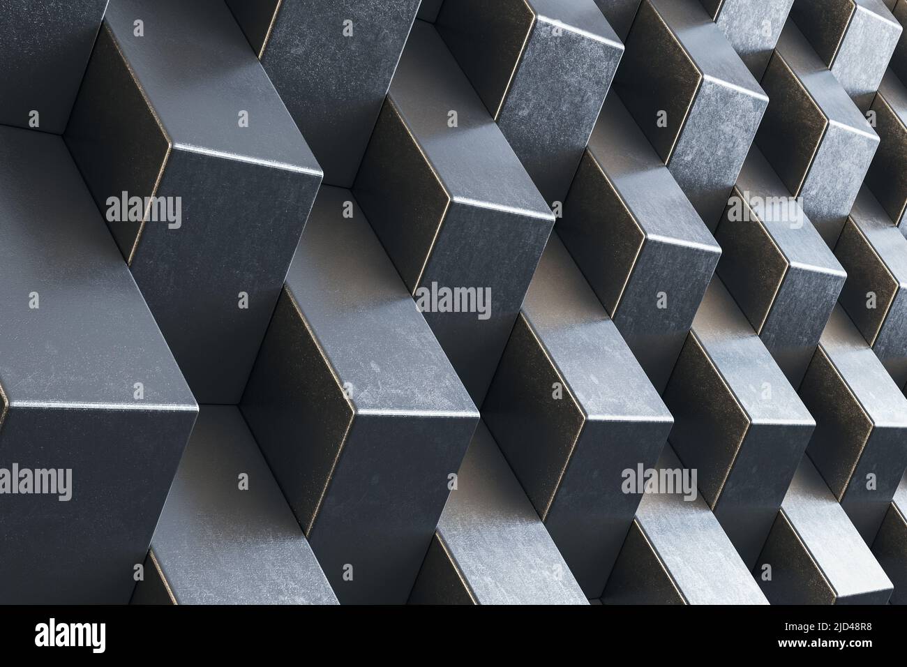 Abstract dark modern architecture background with metallic bulky ...